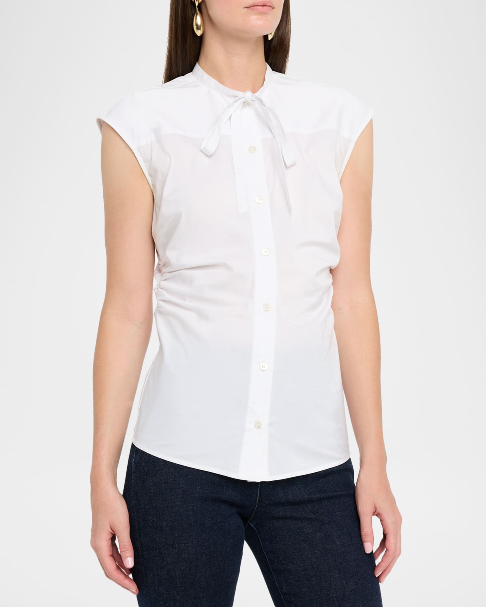 Veronica Beard Joon Sleeveless Button-Front Top | Neiman Marcus
