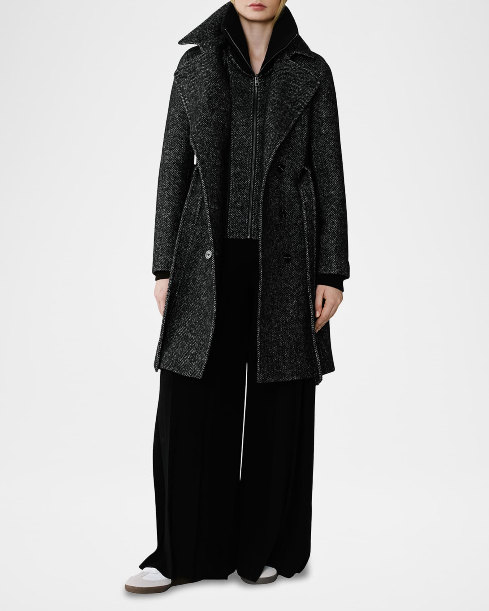 Soia & Kyo Fabianne-H Wool Houndstooth Trench Coat | Neiman Marcus