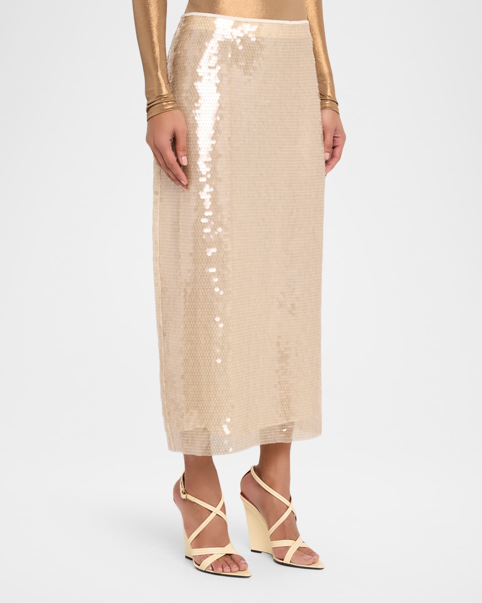 Tanya Taylor Kiah Sequined Midi Skirt | Neiman Marcus