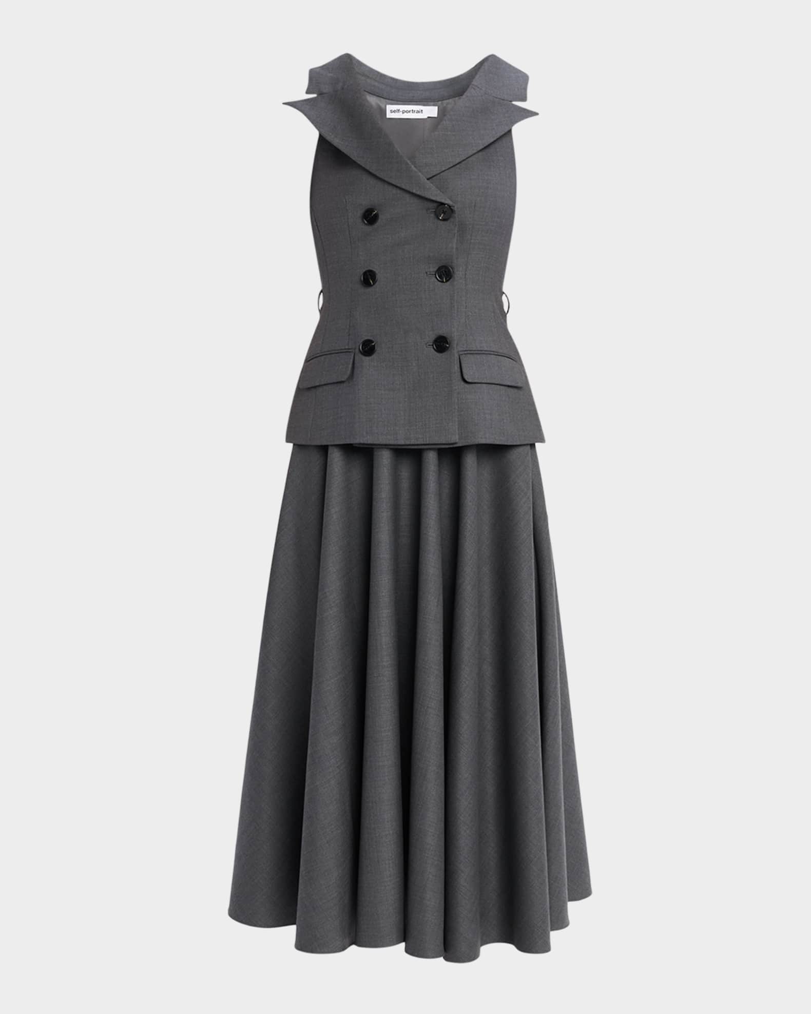 Self-Portrait Wool-Blend Tailored Midi Dress | Neiman Marcus