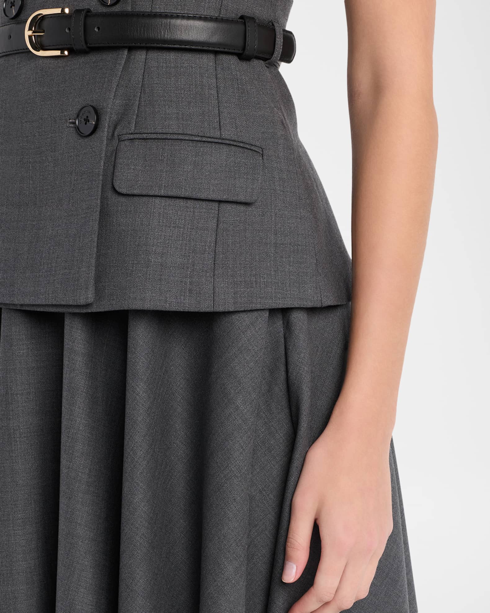 Self-Portrait Wool-Blend Tailored Midi Dress | Neiman Marcus