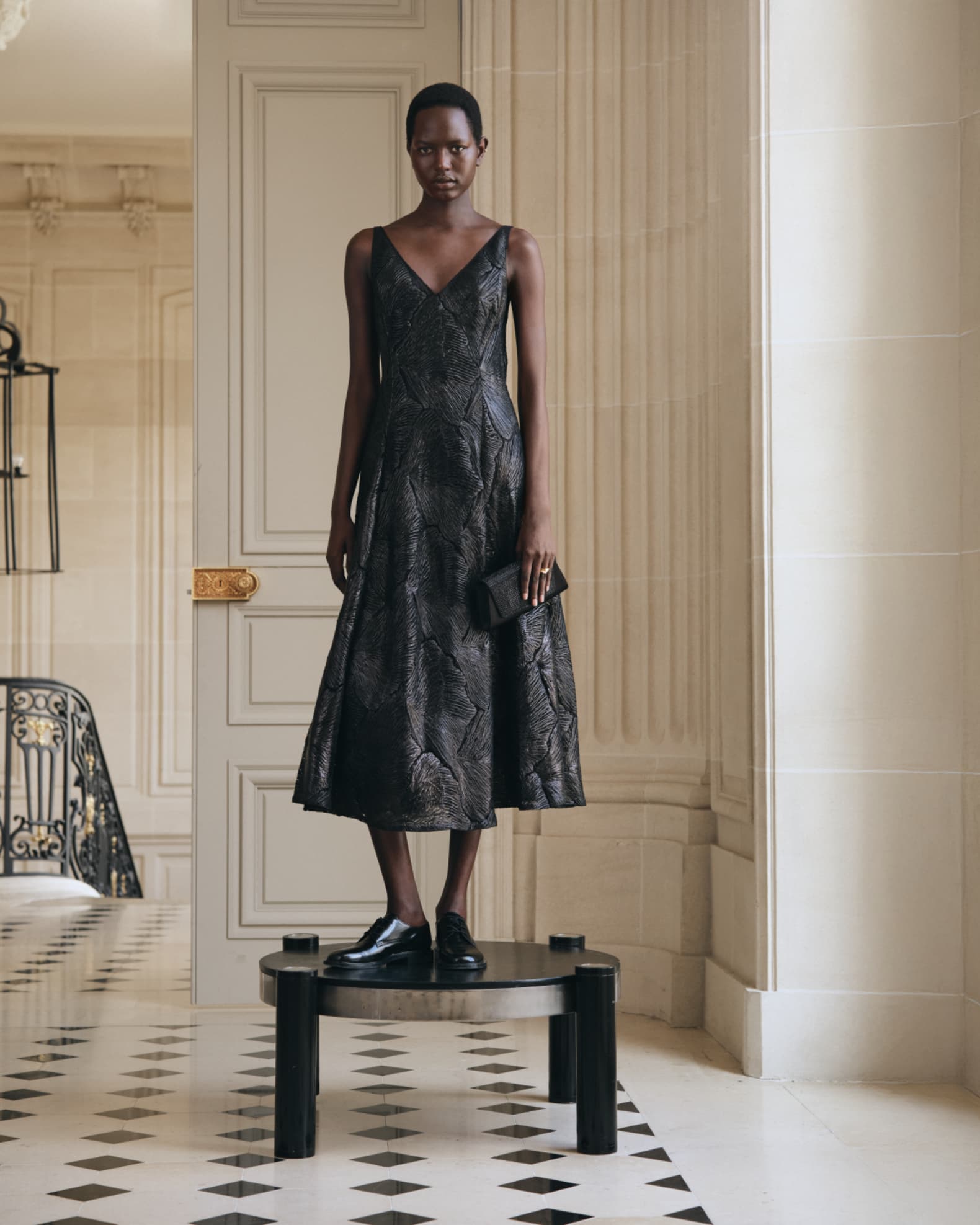 Akris Lacquered Sea Faille Sleeveless Midi Dress | Neiman Marcus