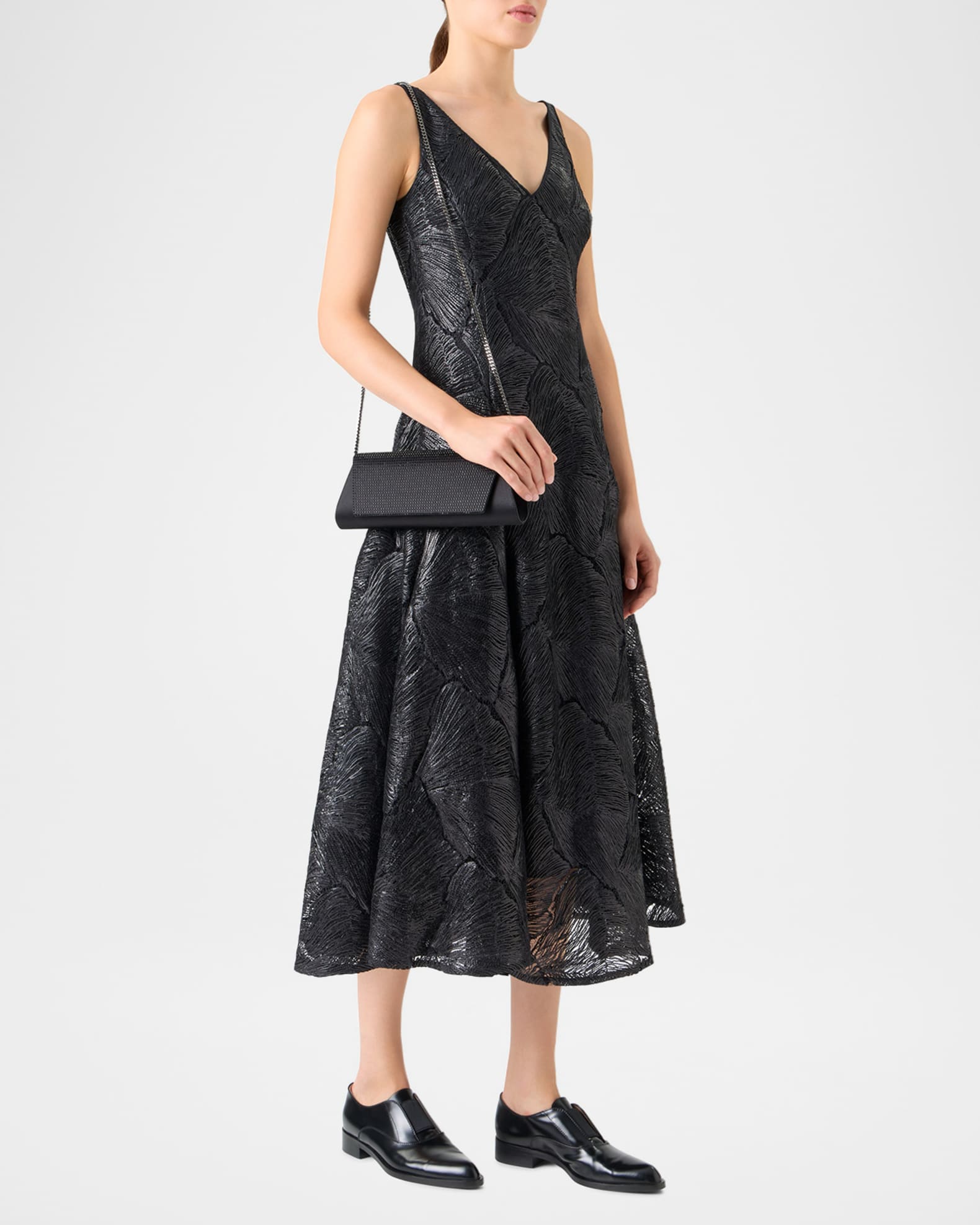 Akris Lacquered Sea Faille Sleeveless Midi Dress | Neiman Marcus