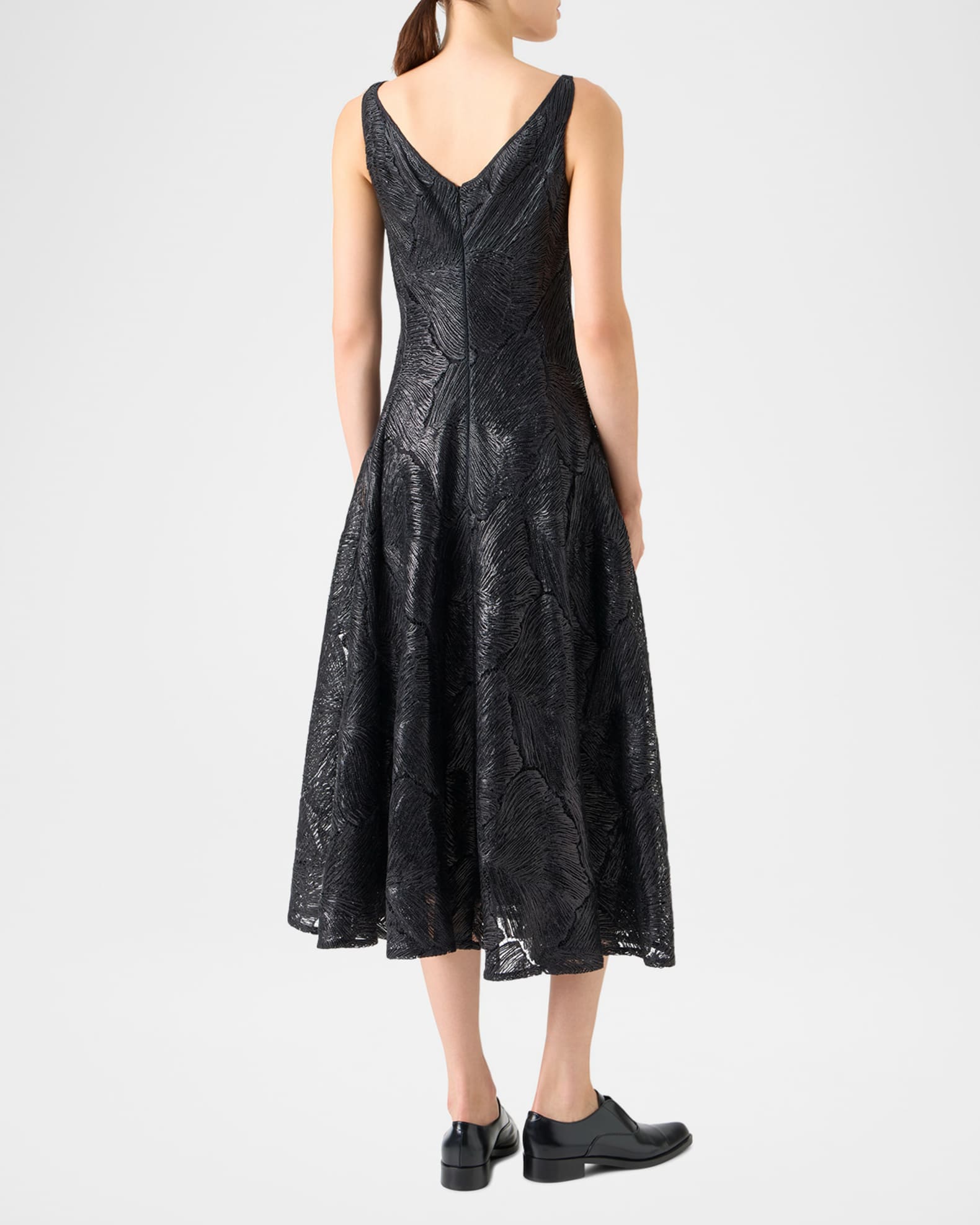 Akris Lacquered Sea Faille Sleeveless Midi Dress | Neiman Marcus