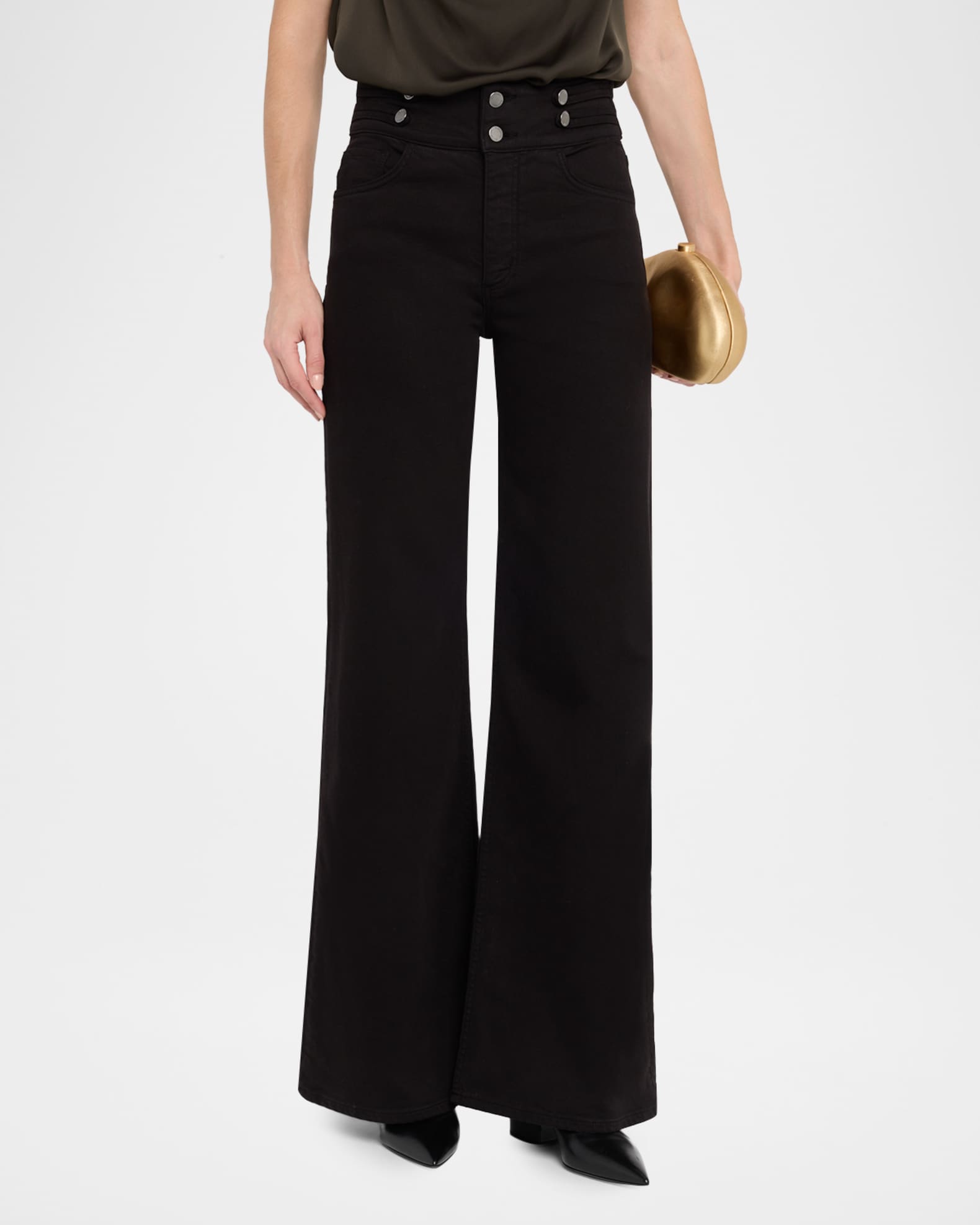 Ramy Brook Liv Double-Button Wide-Leg Jeans | Neiman Marcus