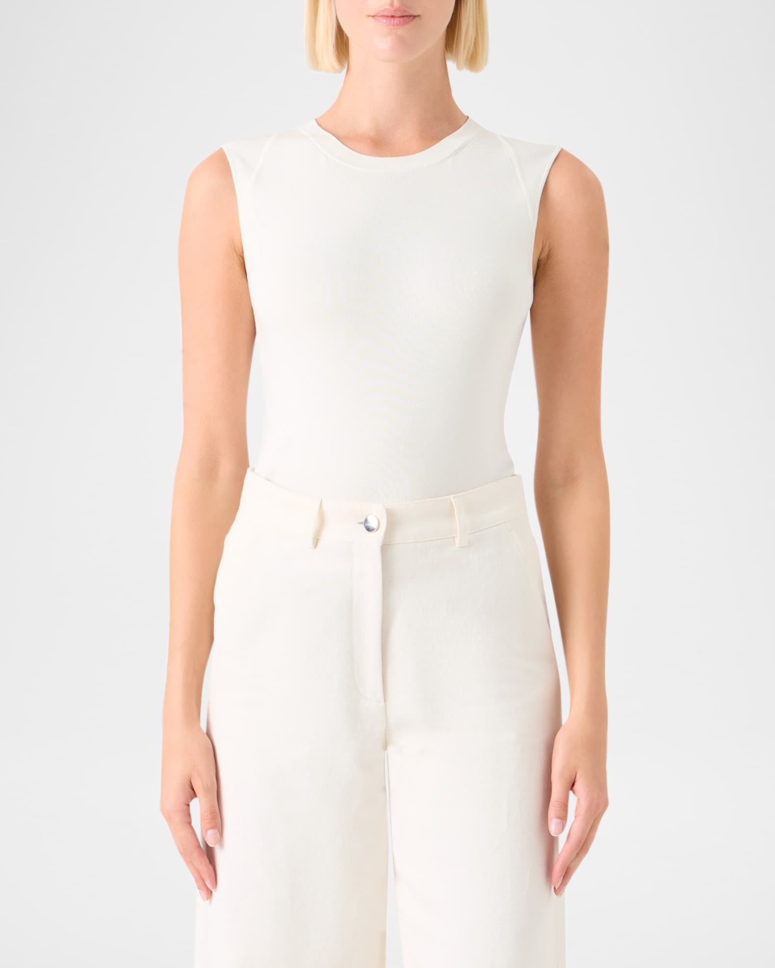 Akris Sleeveless Fitted Silk Knit Top | Neiman Marcus