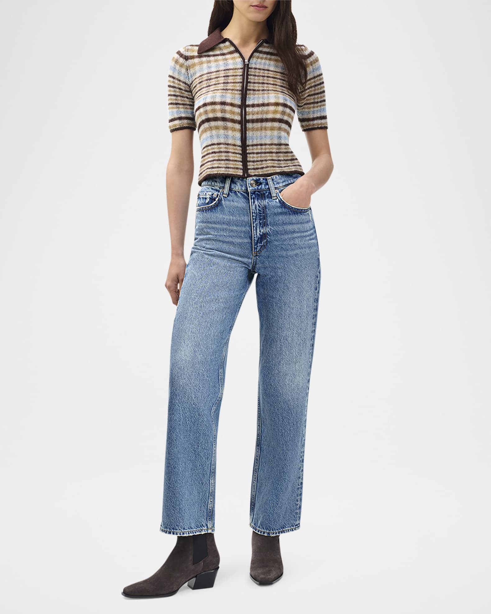 Rag & Bone Shea High-Rise Relaxed Straight Ankle Jeans | Neiman Marcus
