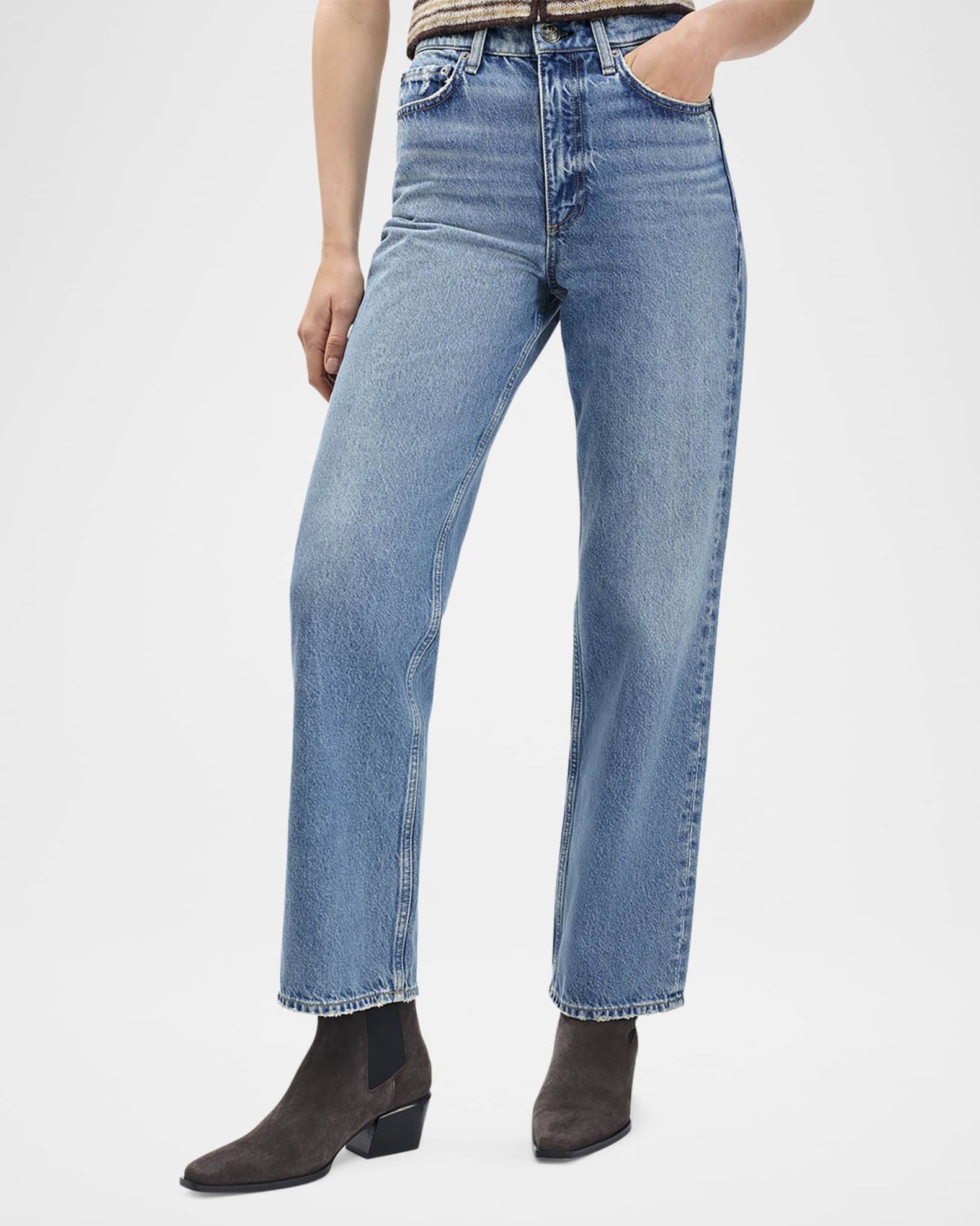 Rag & Bone Shea High-Rise Relaxed Straight Ankle Jeans | Neiman Marcus
