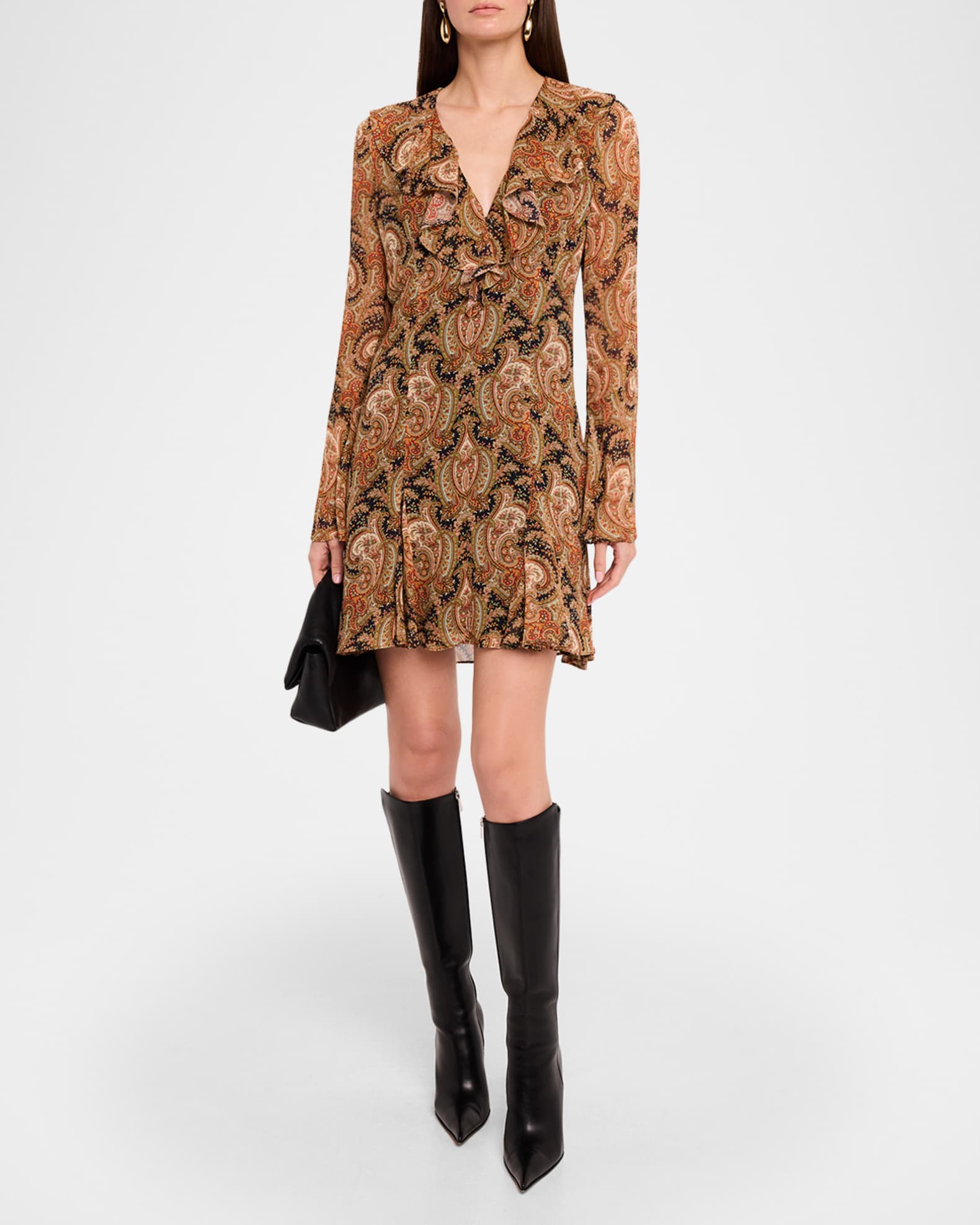 Veronica Beard Adrienne Silk Bell-Sleeve Mini Dress | Neiman Marcus