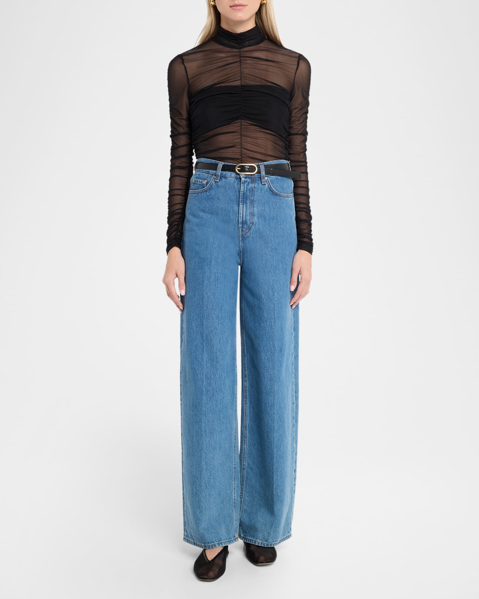 Favorite Daughter The Love Language Ruched Mesh Top | Neiman Marcus