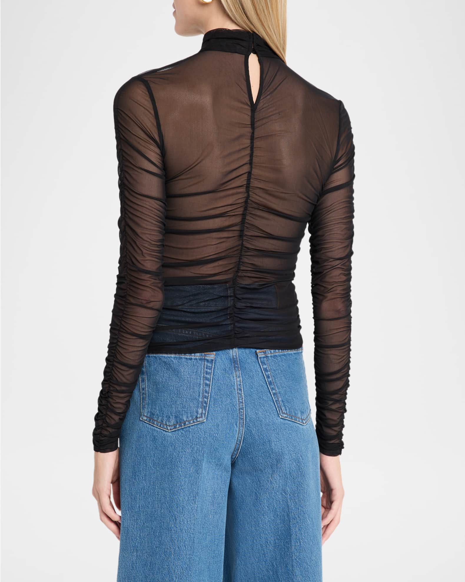 Favorite Daughter The Love Language Ruched Mesh Top | Neiman Marcus