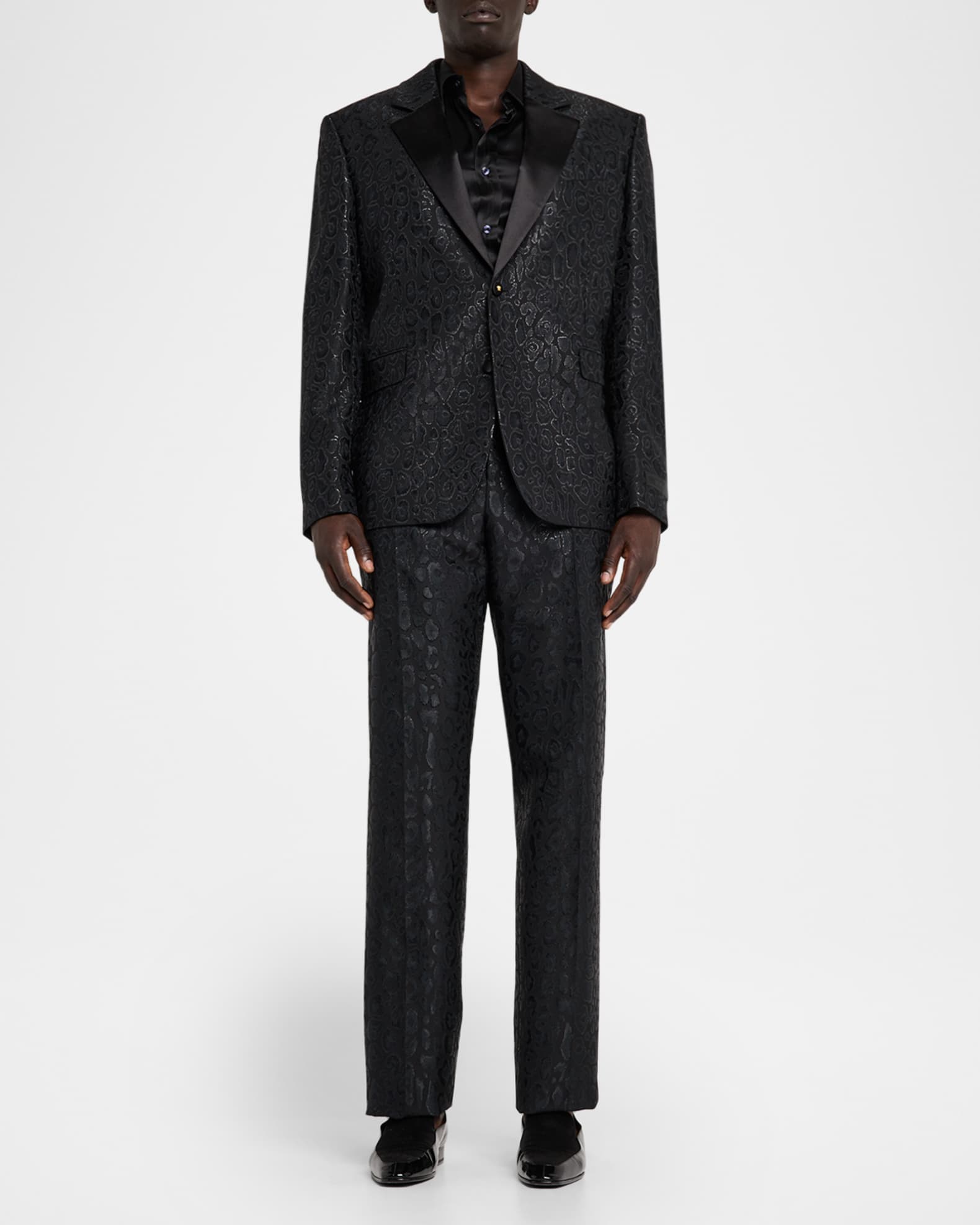 Versace Men's Leopard Jacquard Formal Pants | Neiman Marcus