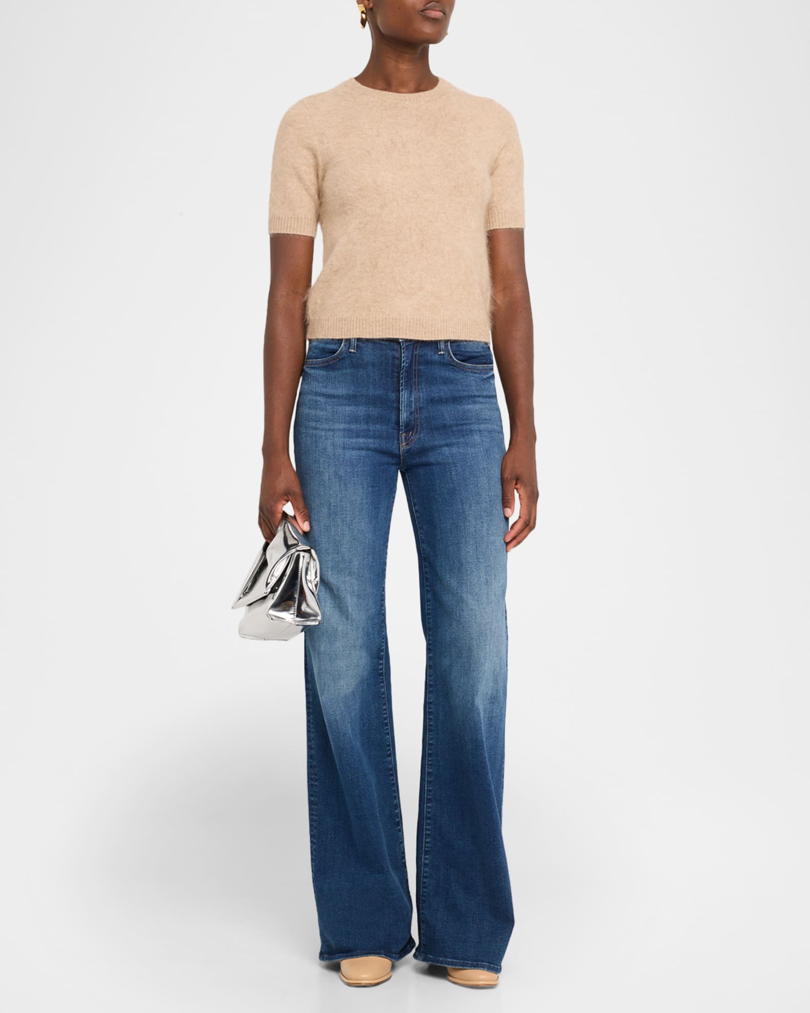 Autumn Cashmere Cropped Fuzzy Crewneck Sweater | Neiman Marcus