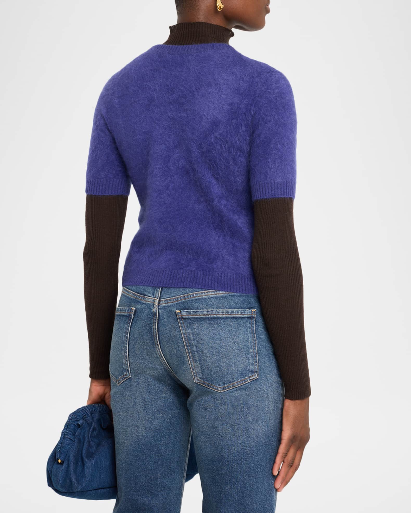 Autumn Cashmere Cropped Fuzzy Crewneck Sweater | Neiman Marcus