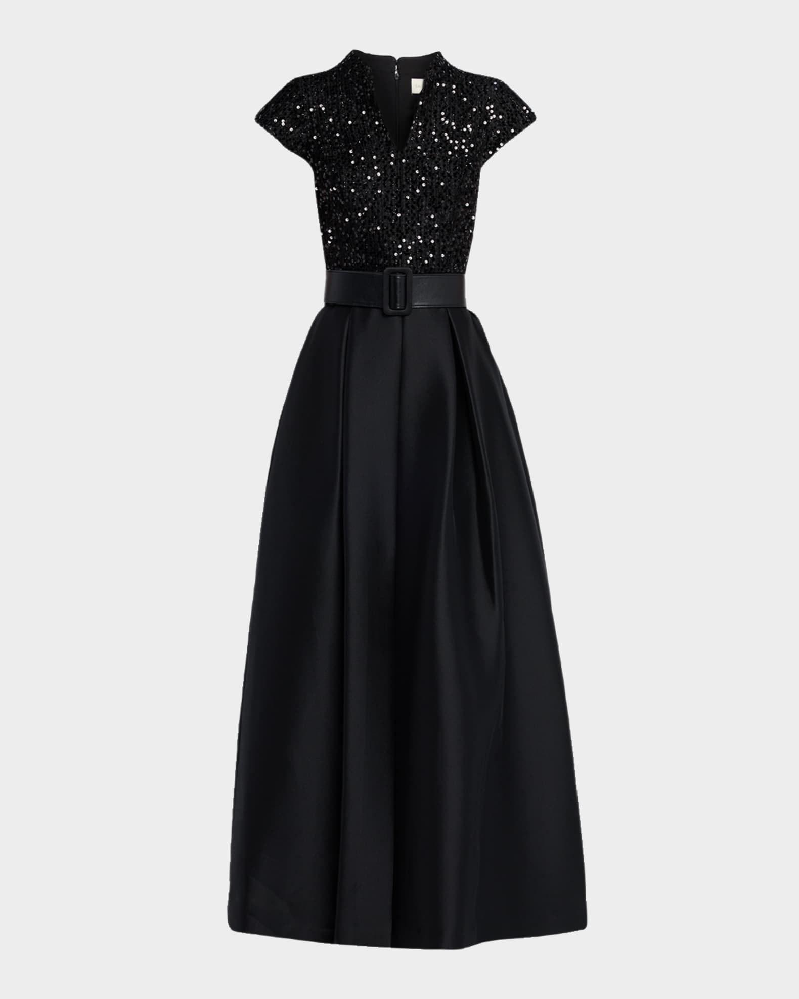 Sachin & Babi Arden Pleated Sequin Tweed & Mikado Gown | Neiman Marcus