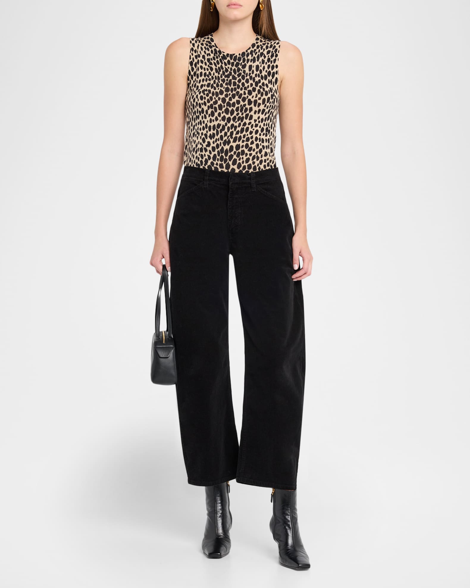 Nili Lotan Tribeca Corduroy Barrel-Leg Ankle Pants | Neiman Marcus