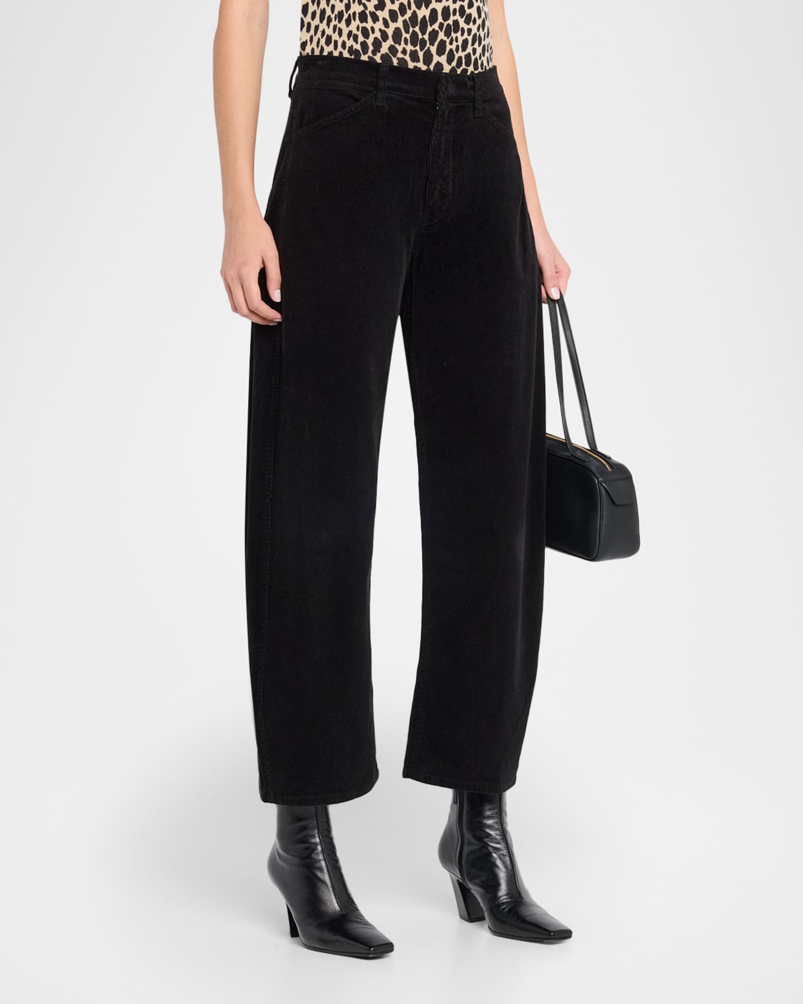 Nili Lotan Tribeca Corduroy Barrel-Leg Ankle Pants | Neiman Marcus