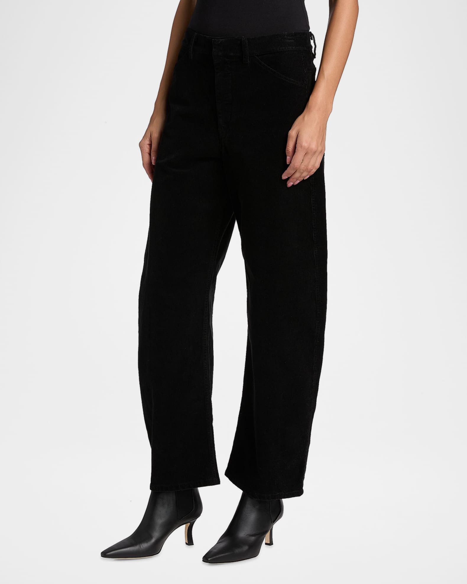Nili Lotan Tribeca Corduroy Barrel-Leg Ankle Pants | Neiman Marcus