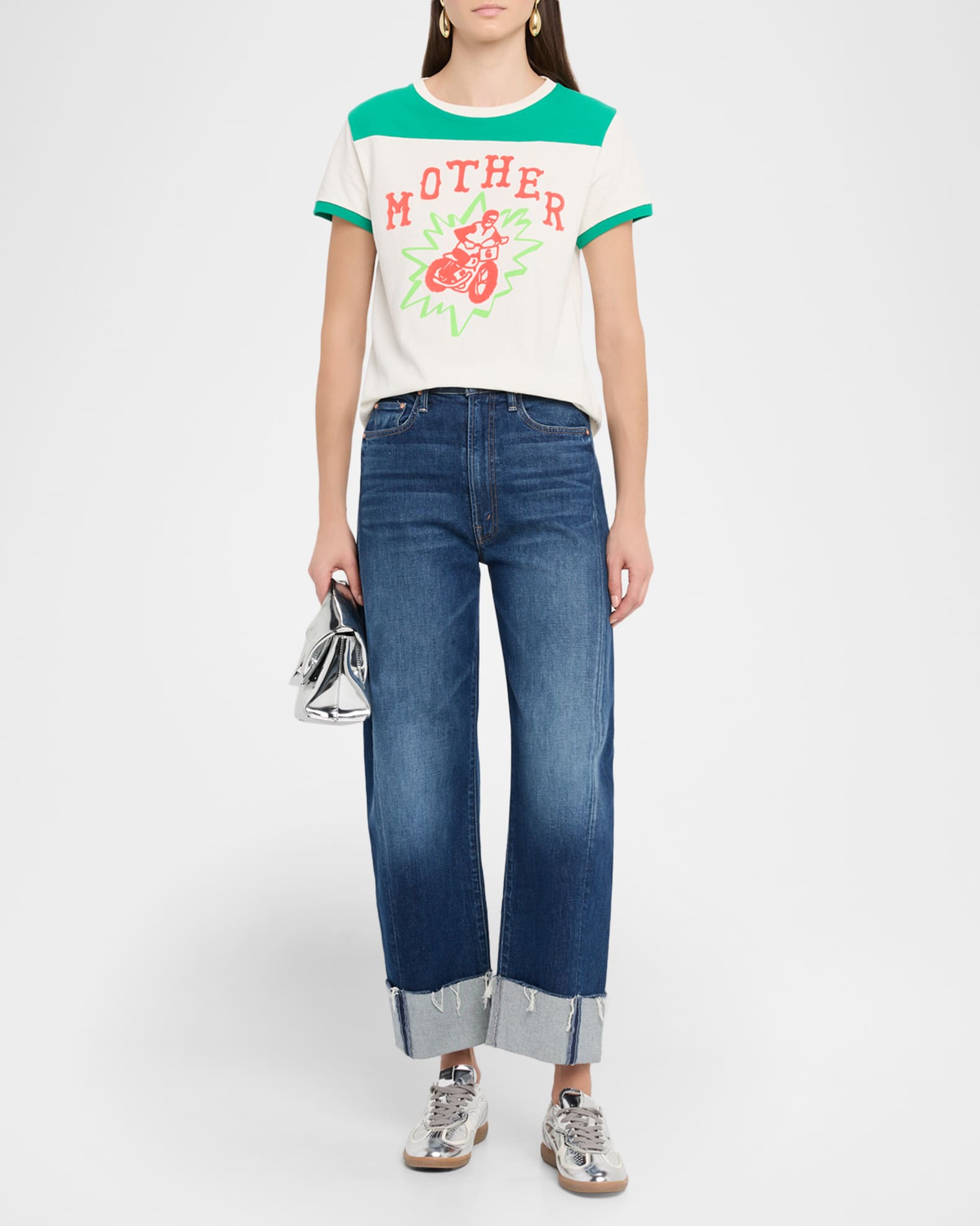 MOTHER The Half-Pipe Ankle Cuff Fray Jeans | Neiman Marcus