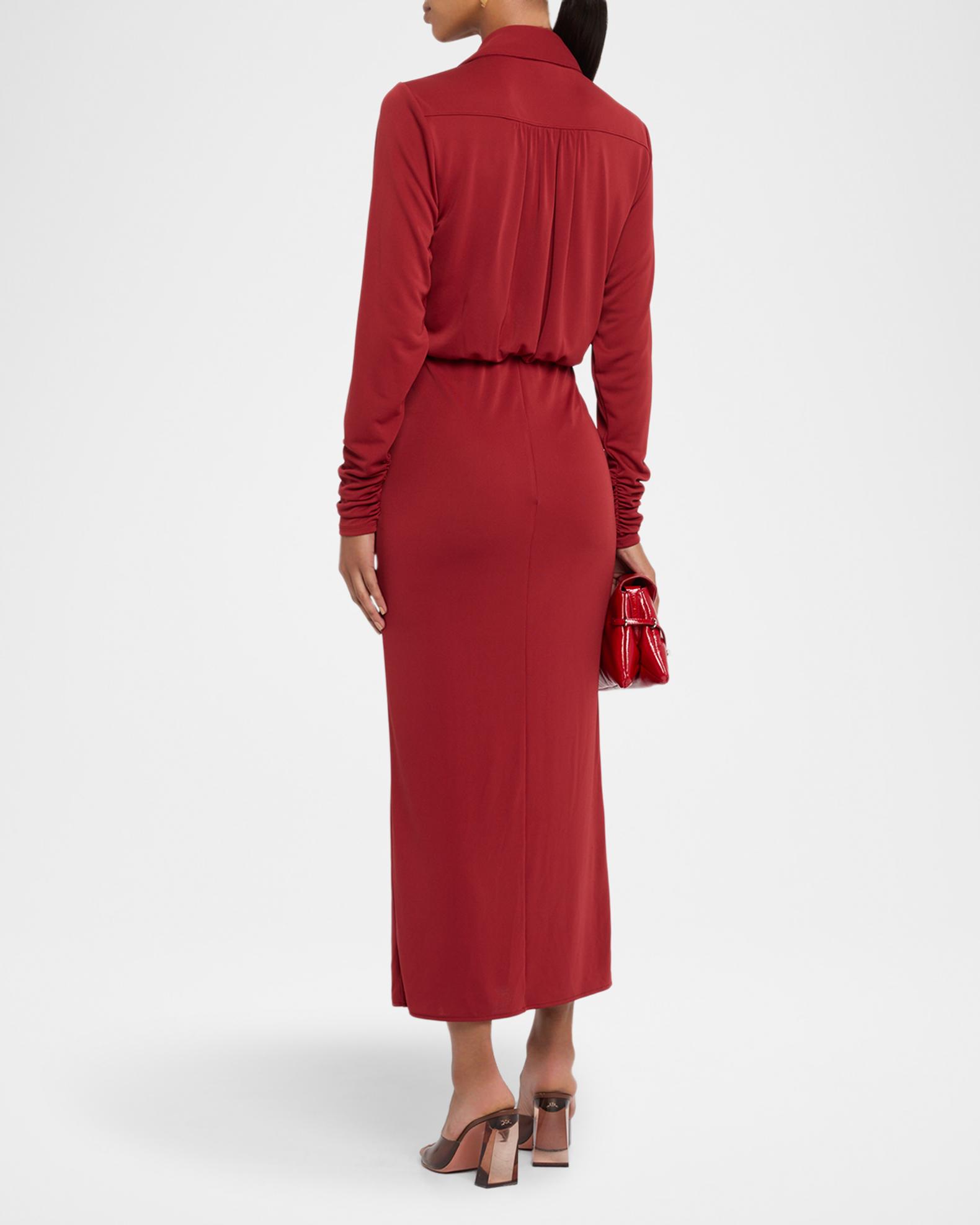 Cinq a Sept Seferina Draped Long-Sleeve Jersey Dress | Neiman Marcus