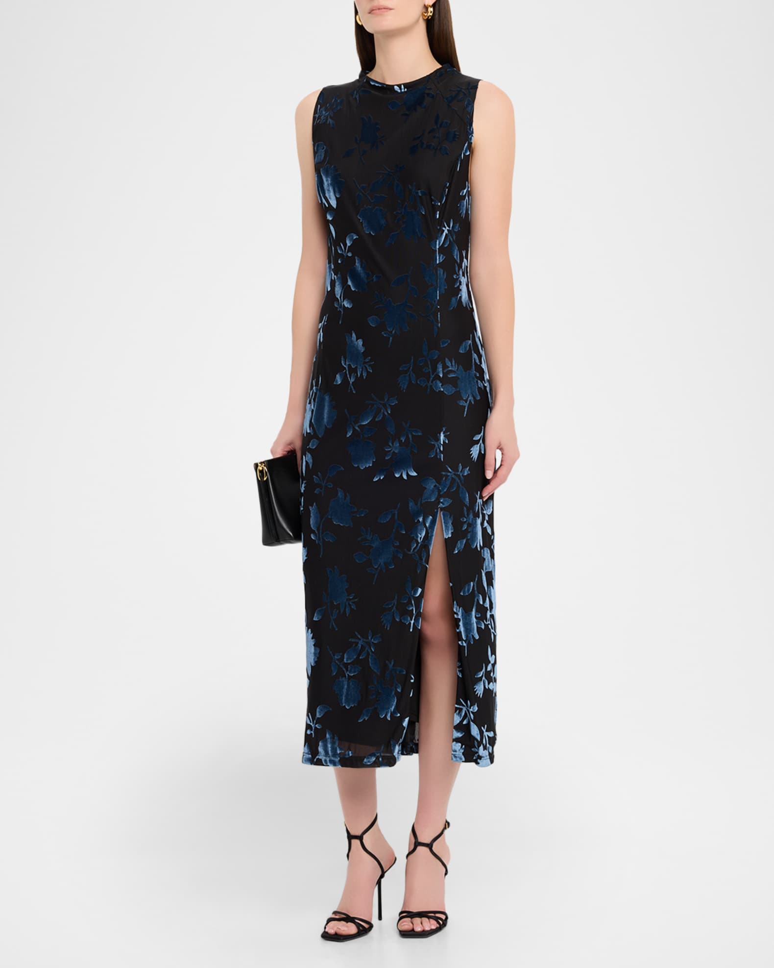 Hutch Darby Sleeveless Velvet Burnout Midi Dress | Neiman Marcus