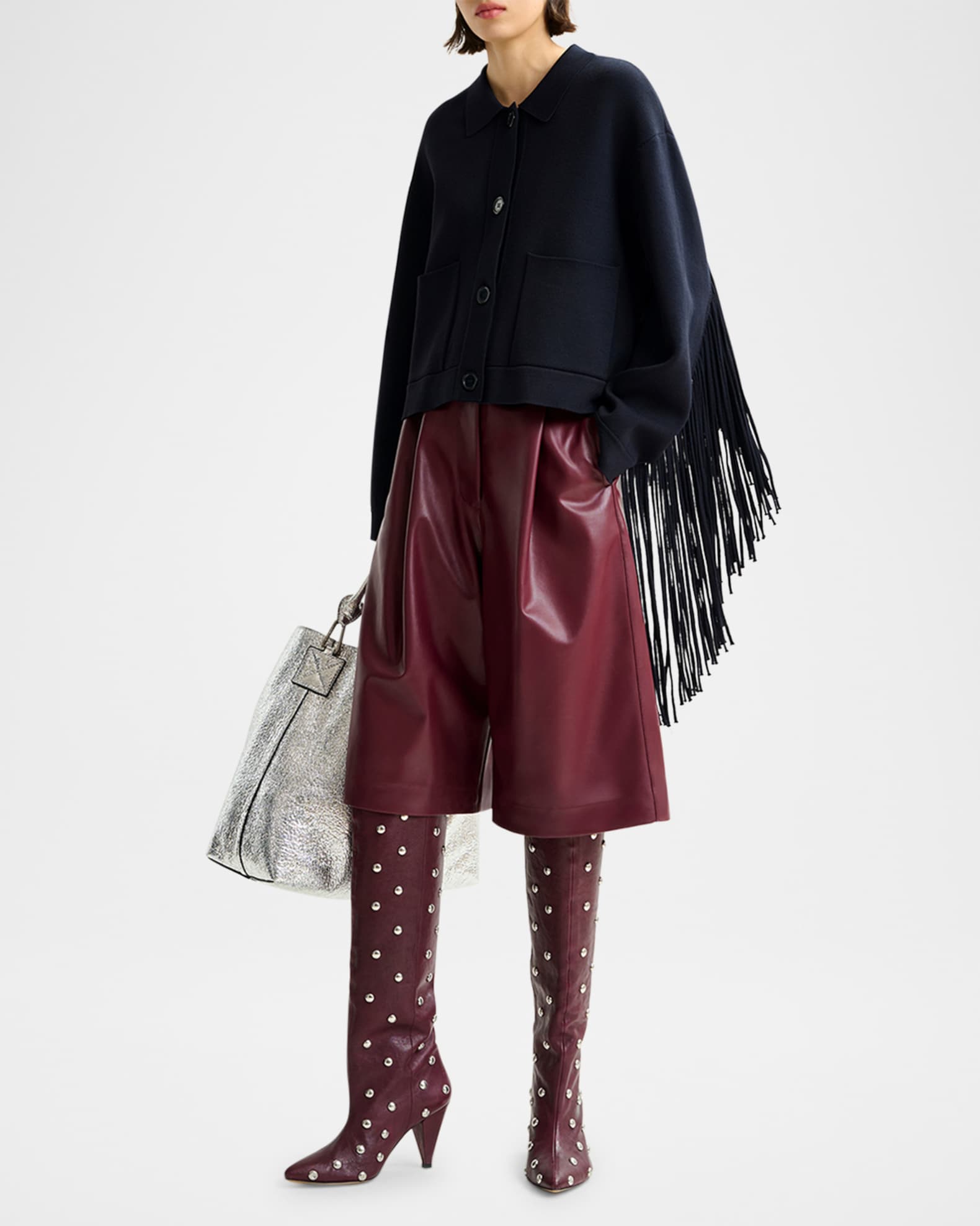 Essentiel Antwerp Istern Knitted Fringe-Trim Jacket | Neiman Marcus