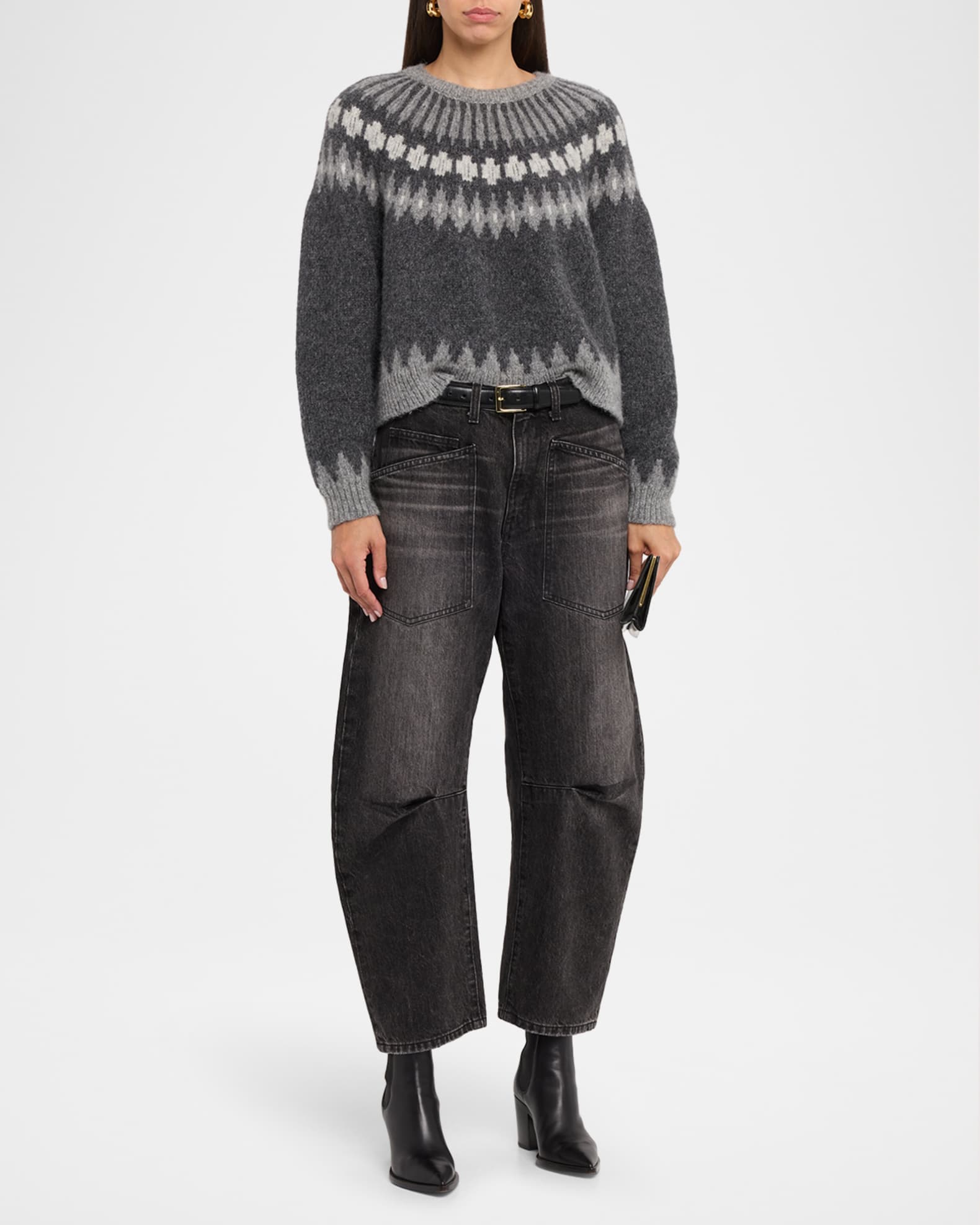Nili Lotan Shon Barrel-Leg Ankle Jeans | Neiman Marcus