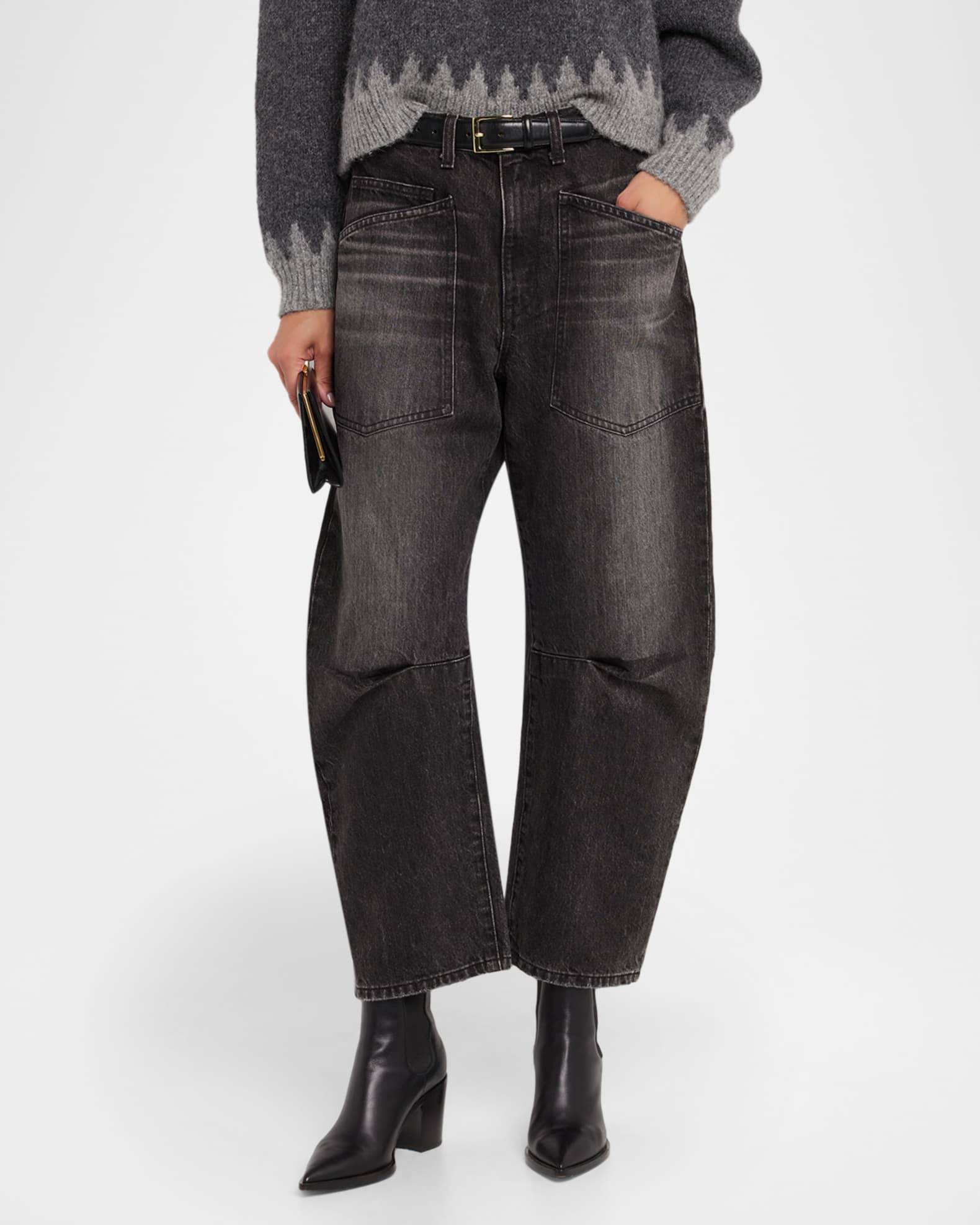 Nili Lotan Shon Barrel-Leg Ankle Jeans | Neiman Marcus