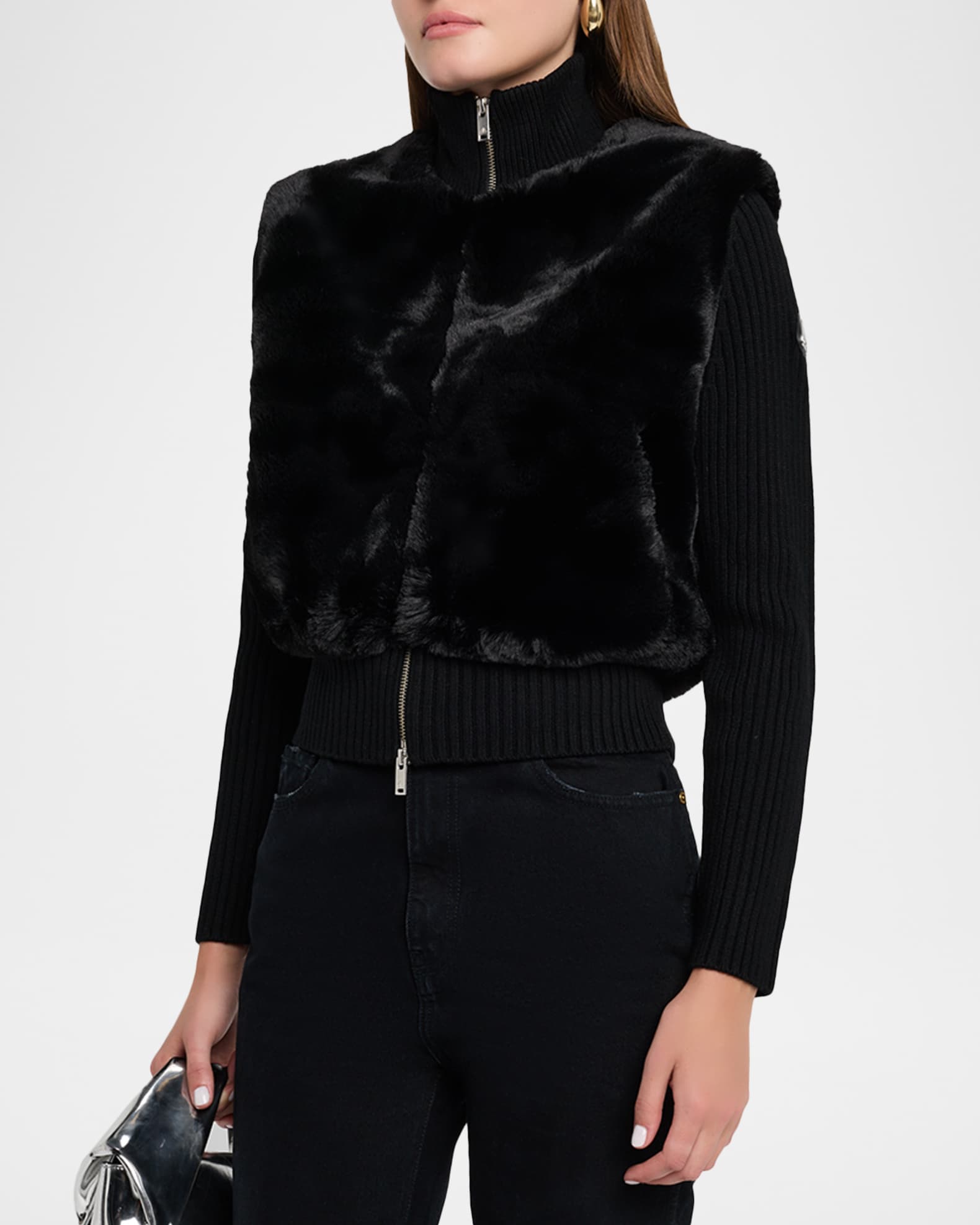 Moose Knuckles Dua Bunny Faux Fur Sweater Jacket | Neiman Marcus