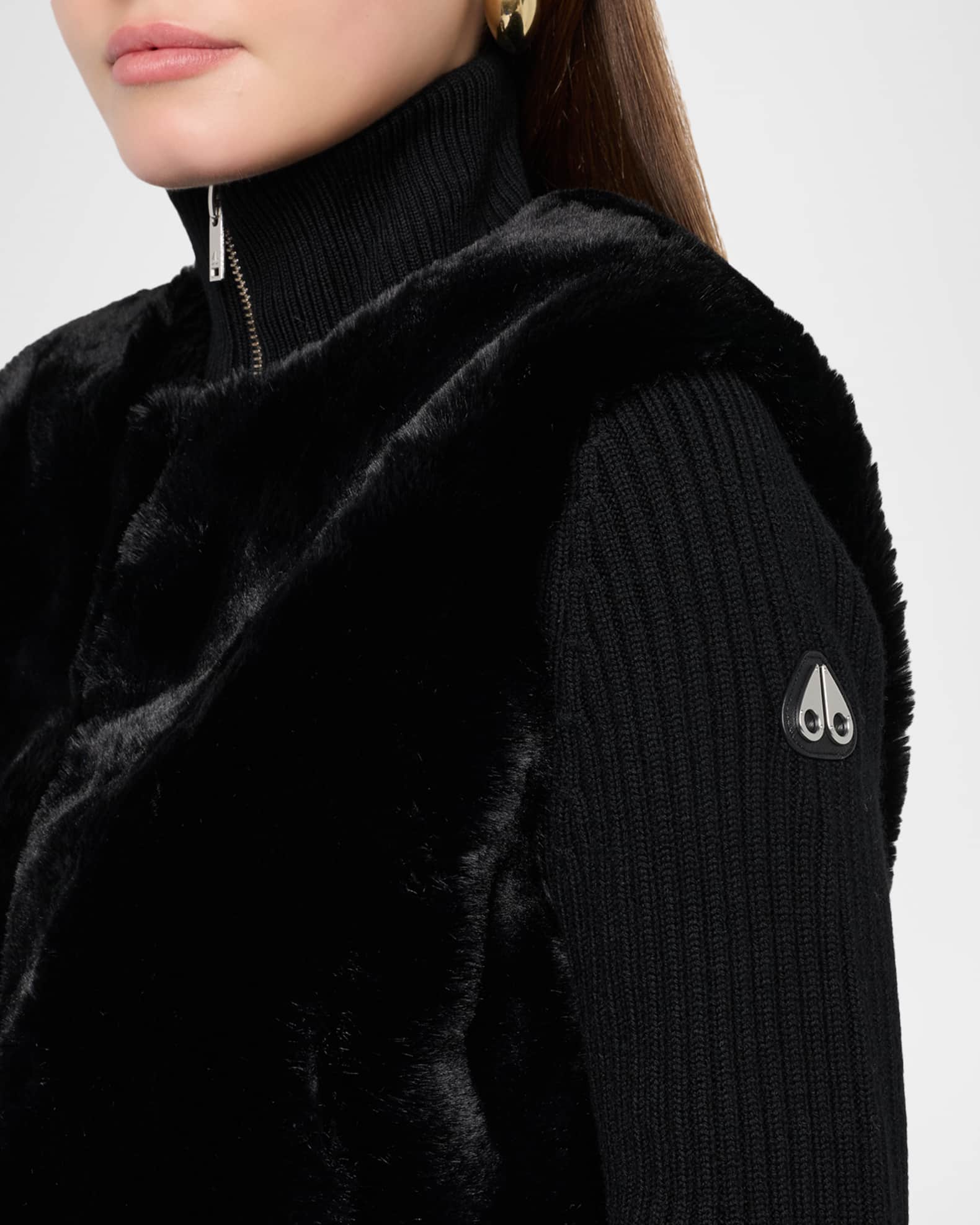 Moose Knuckles Dua Bunny Faux Fur Sweater Jacket | Neiman Marcus