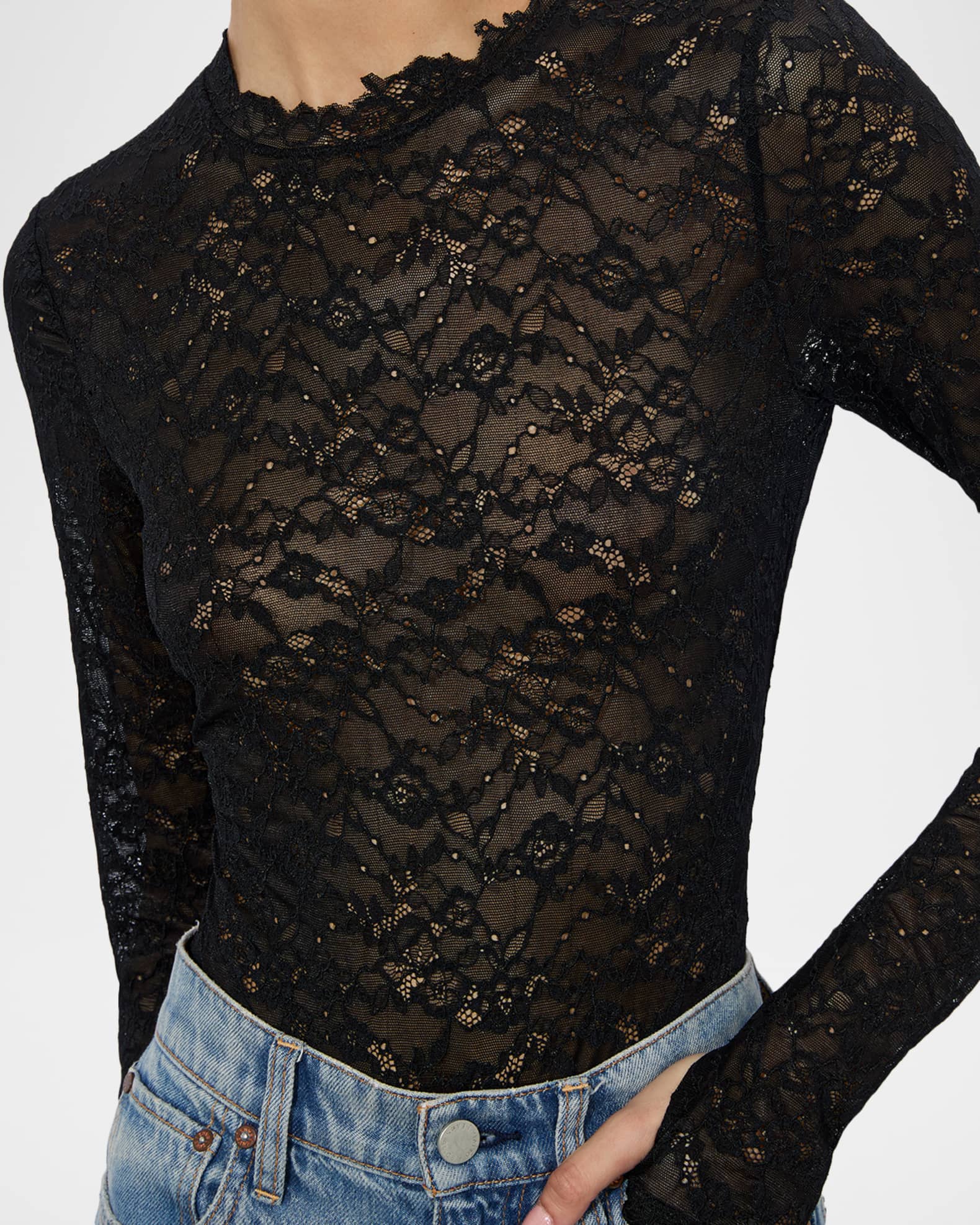 Alice + Olivia Taeyn Lace Bodysuit | Neiman Marcus