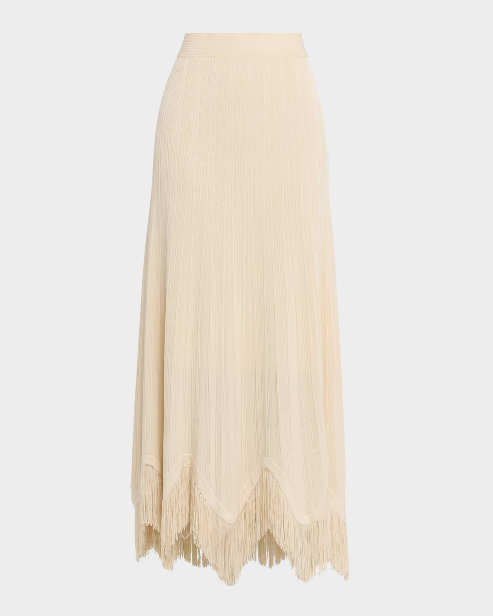 Misook x Lani Lynn Scalloped Fringe-Hem Knit Maxi Skirt | Neiman Marcus