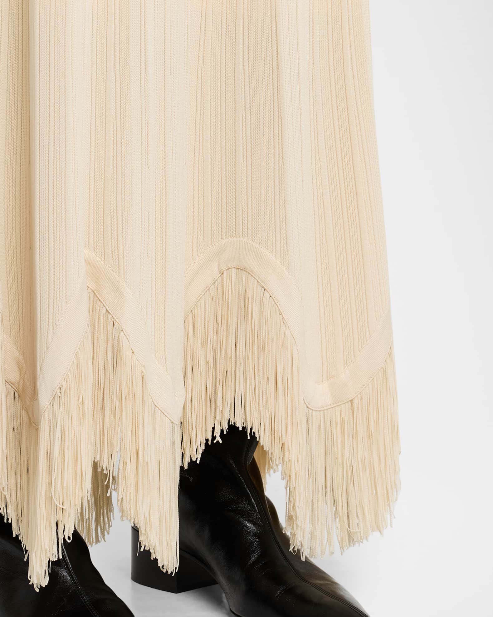 Misook x Lani Lynn Scalloped Fringe-Hem Knit Maxi Skirt | Neiman Marcus