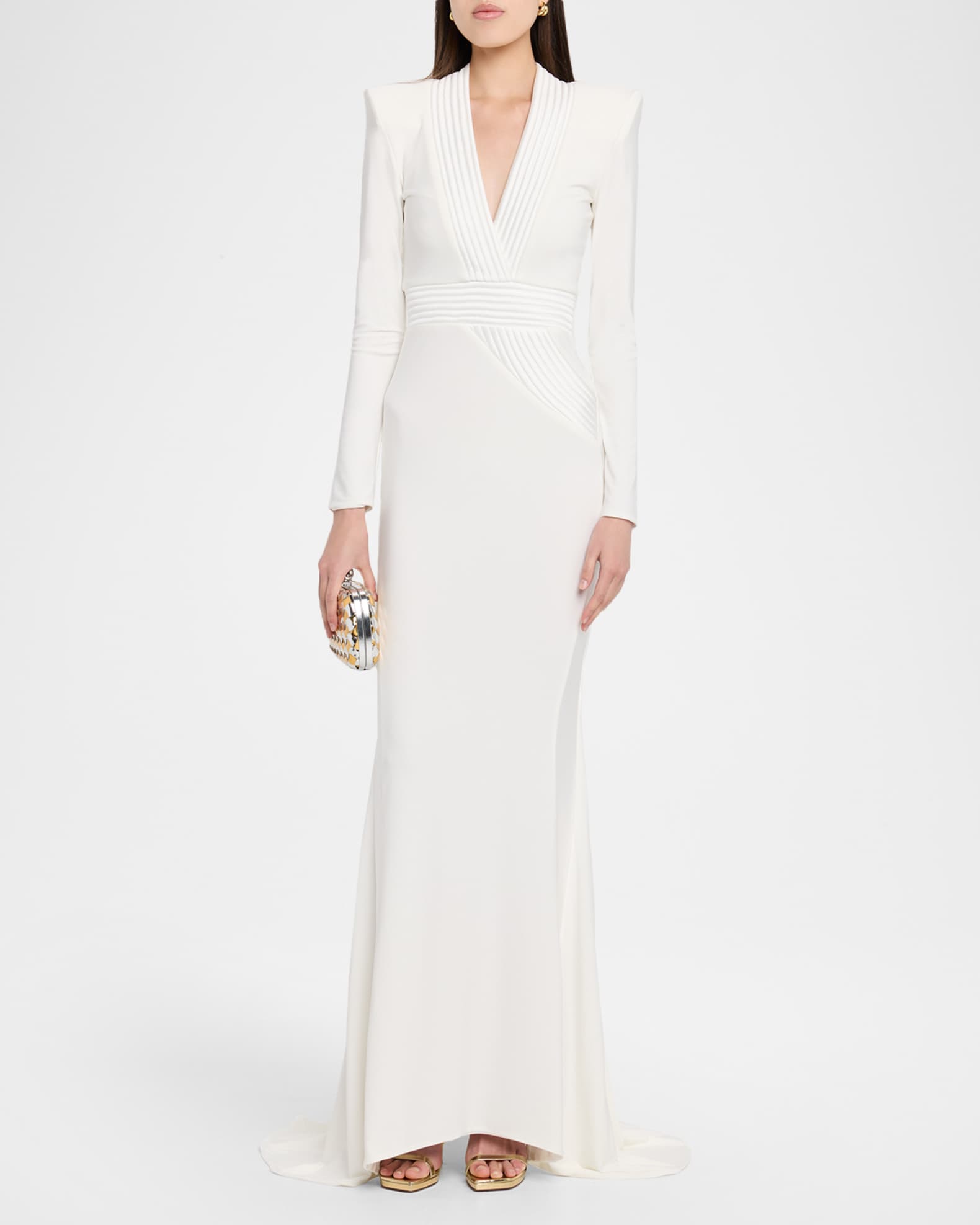 ZHIVAGO Battle Lines The Heiress V-Neck Gown | Neiman Marcus