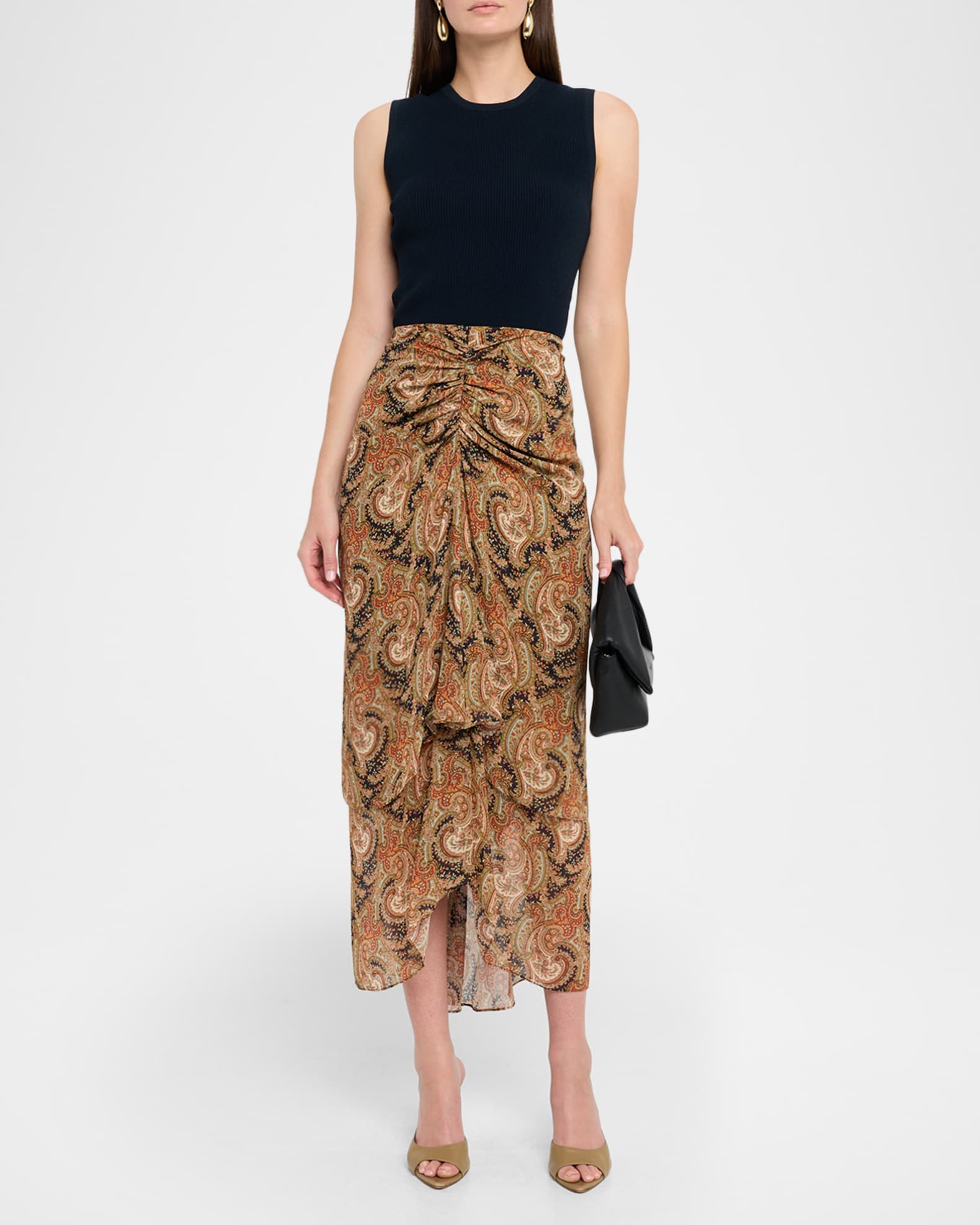 Veronica Beard Sira Silk Paisley Midi Skirt | Neiman Marcus