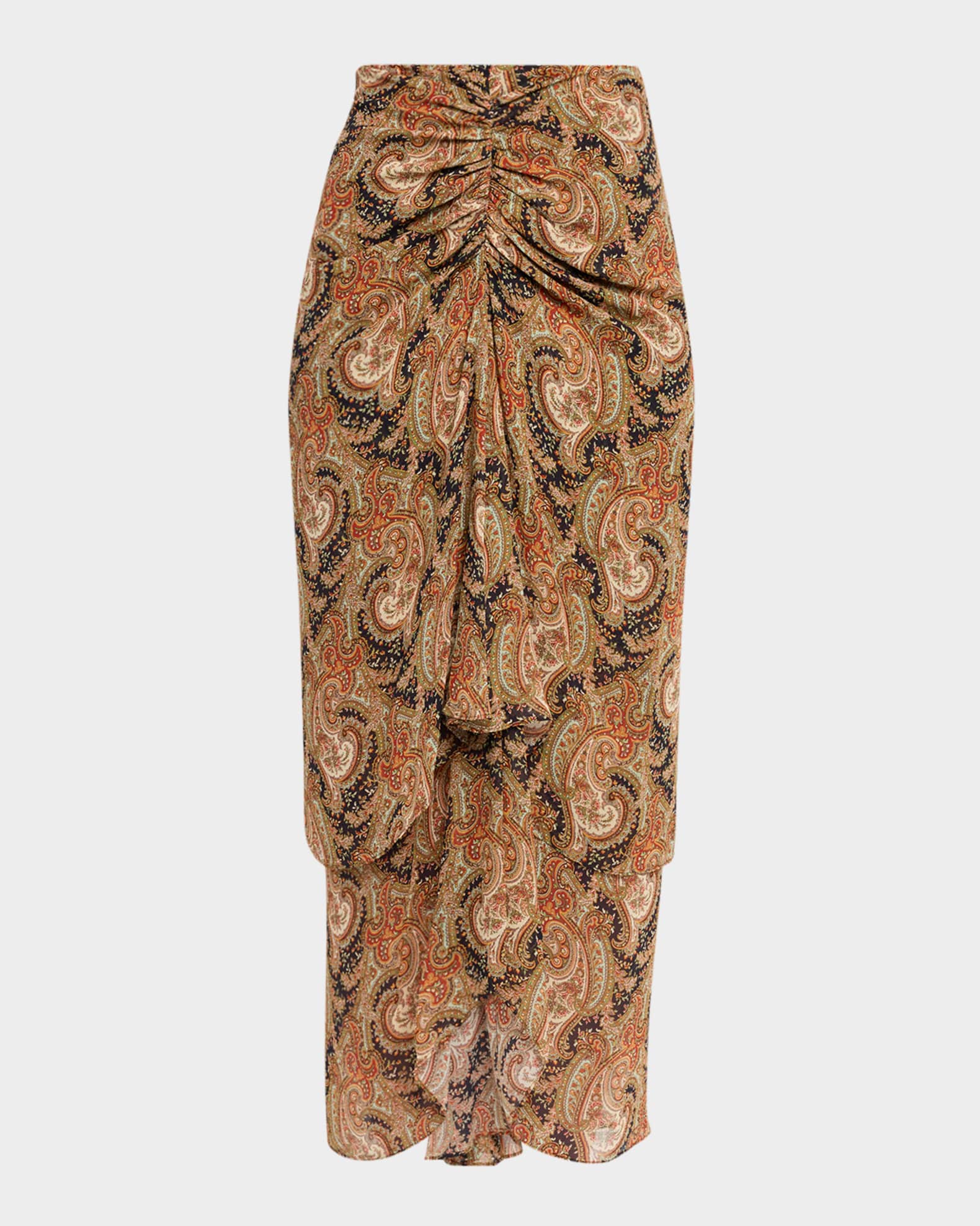 Veronica Beard Sira Silk Paisley Midi Skirt | Neiman Marcus