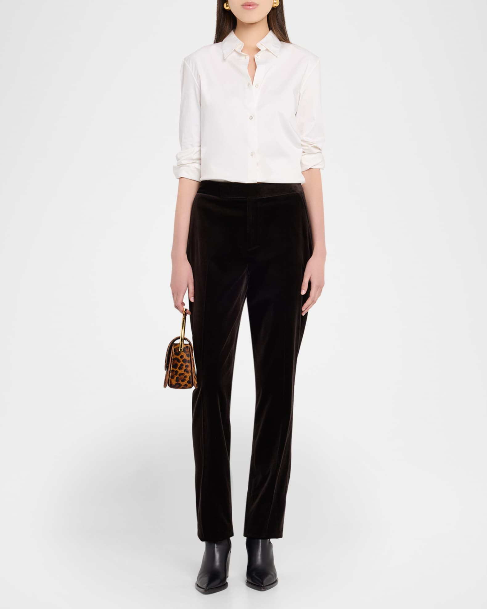 Ralph Lauren Collection Seth Stretch Velvet Straight-Leg Pants | Neiman ...