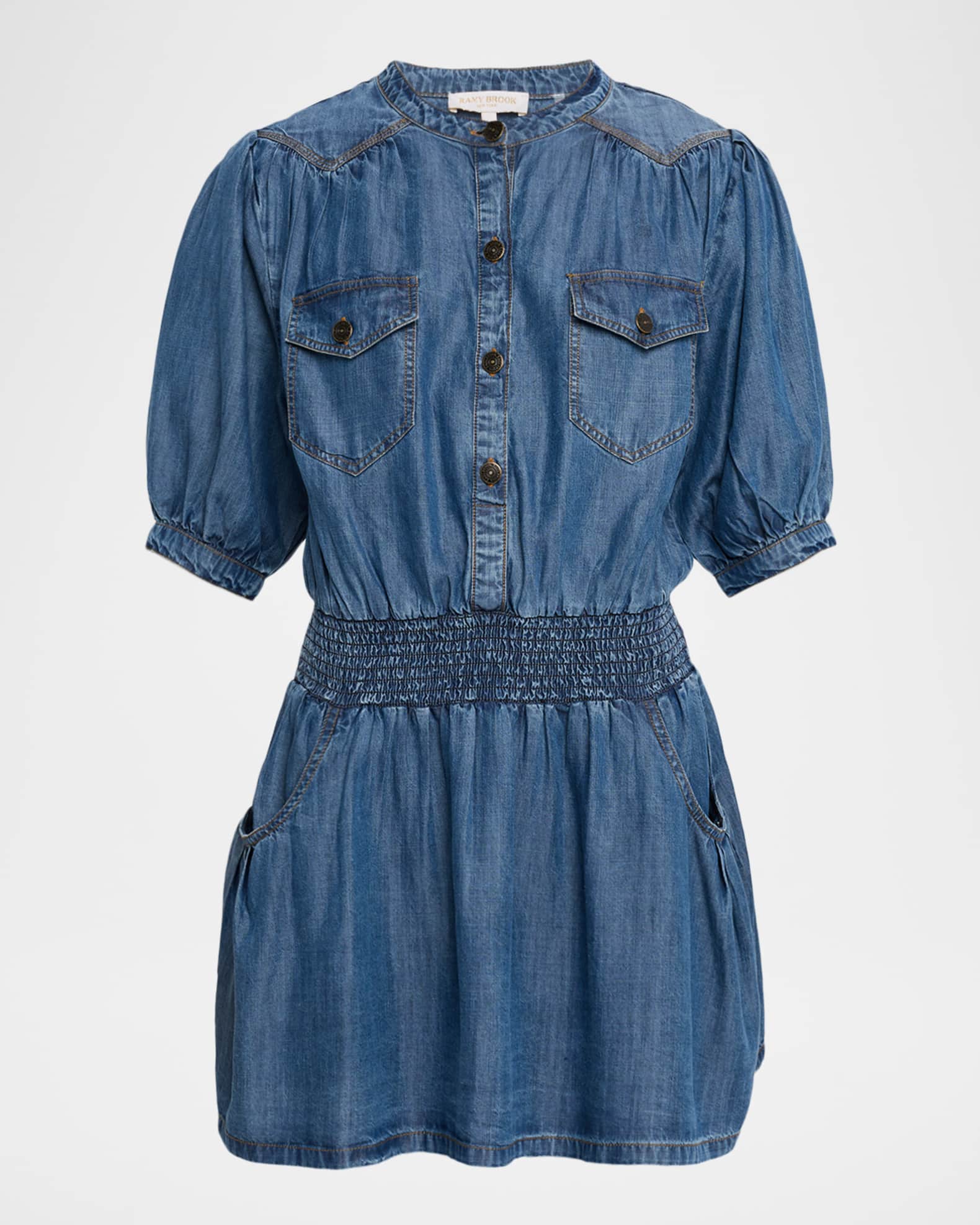 Ramy Brook Norman Chambray Mini Shirtdress | Neiman Marcus