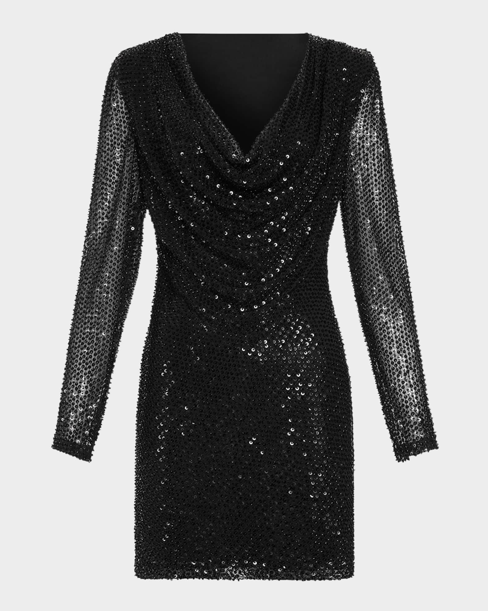Ramy Brook Leon Sequined Mesh Mini Dress | Neiman Marcus