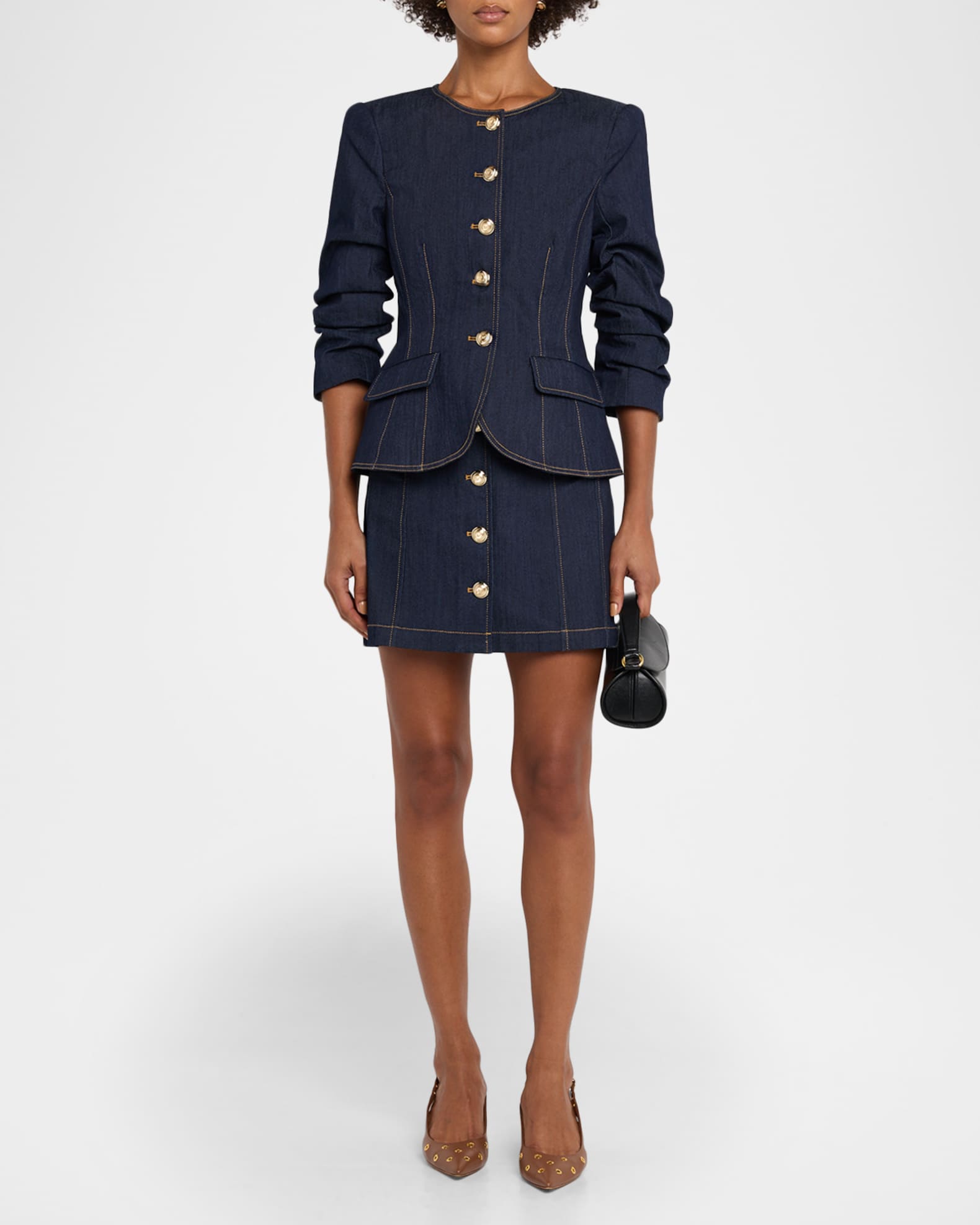 Cinq a Sept Denim Scrunched Chris Jacket | Neiman Marcus