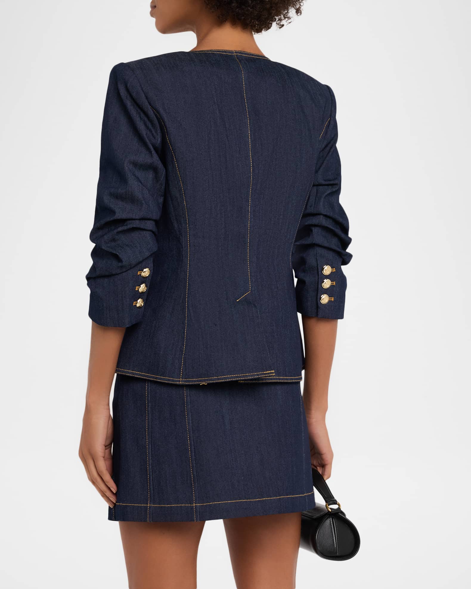 Cinq a Sept Denim Scrunched Chris Jacket | Neiman Marcus