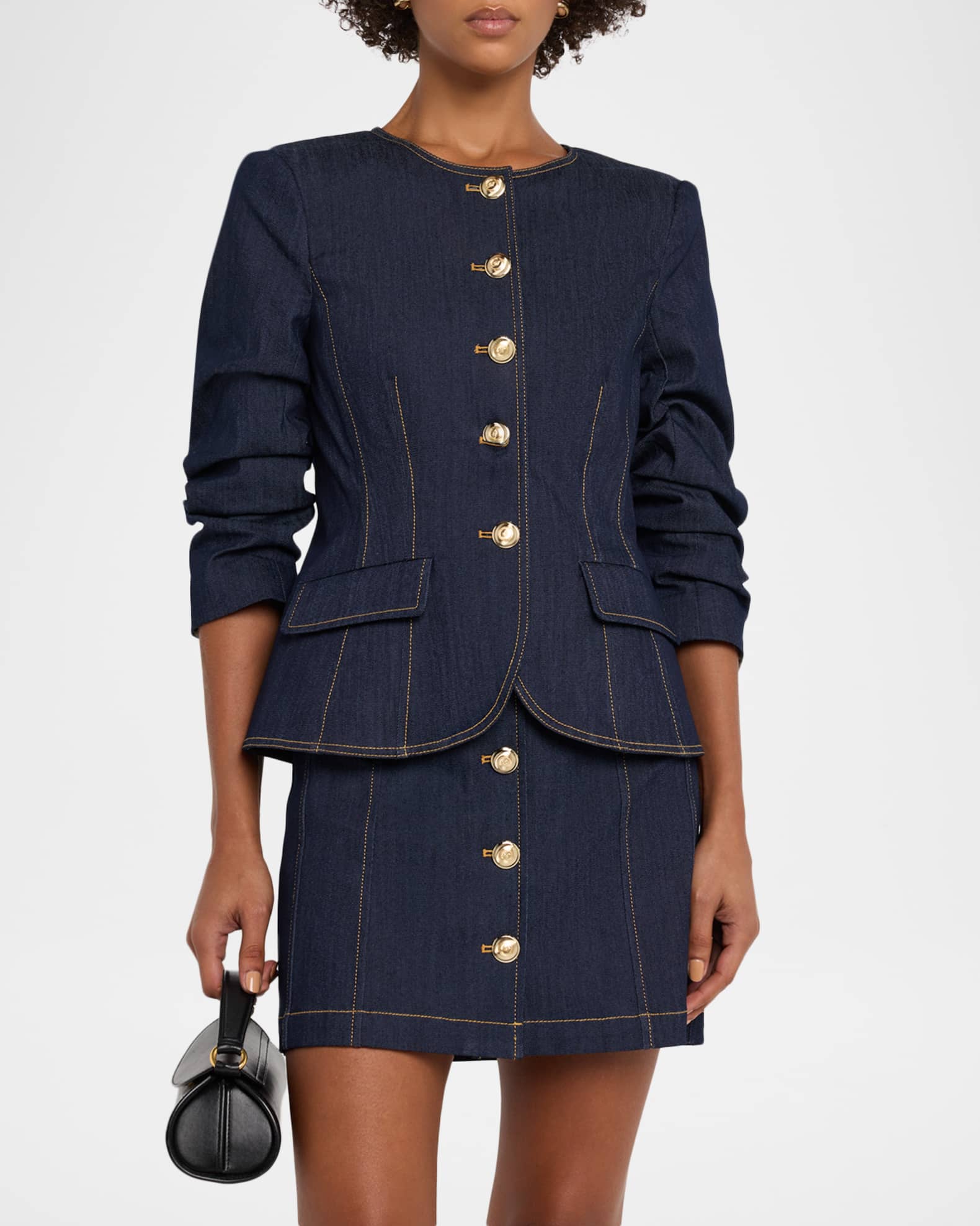Cinq a Sept Denim Scrunched Chris Jacket | Neiman Marcus