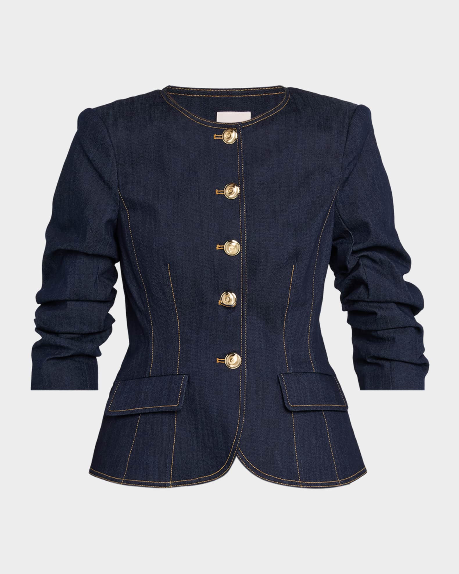 Cinq a Sept Denim Scrunched Chris Jacket | Neiman Marcus