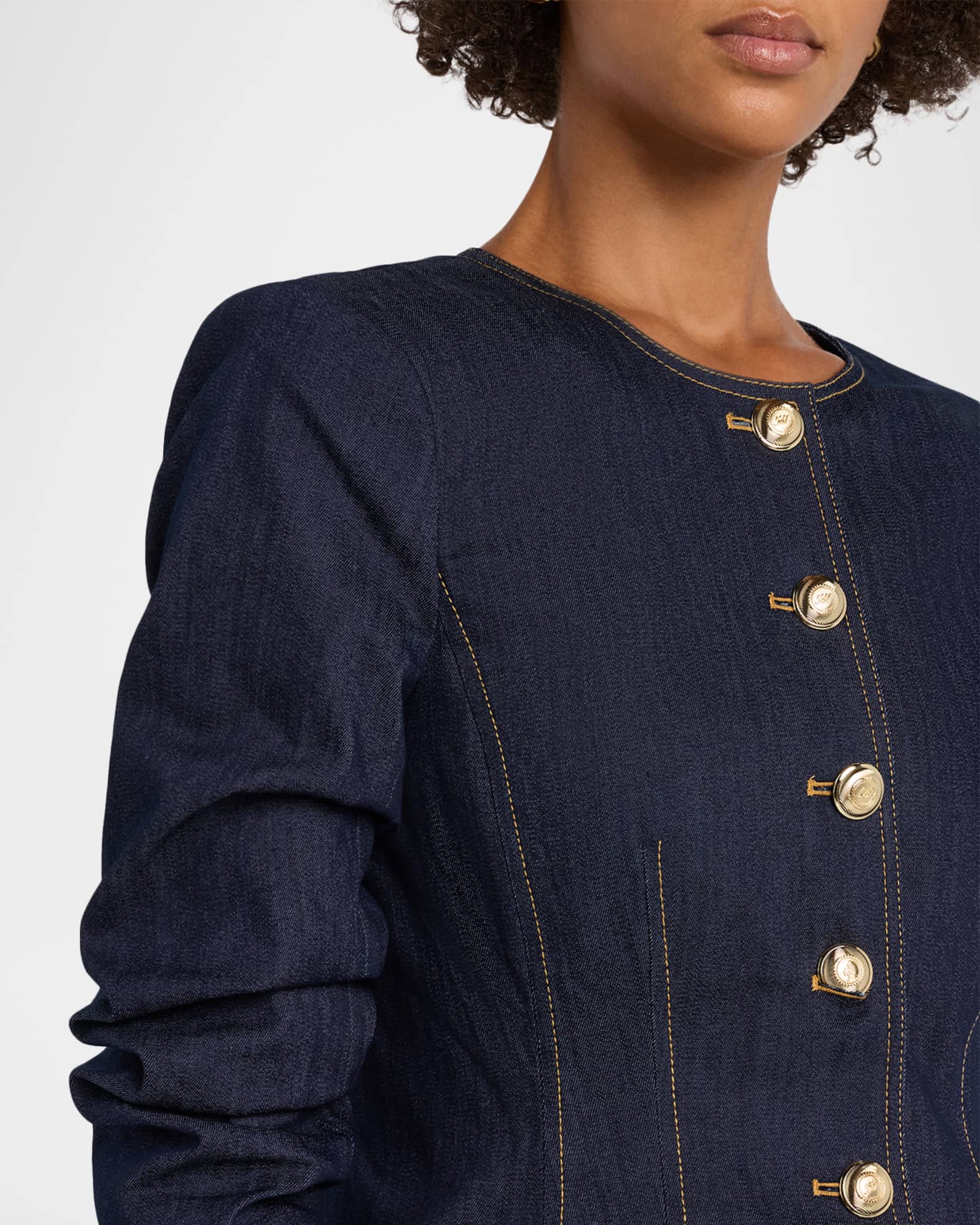 Cinq a Sept Denim Scrunched Chris Jacket | Neiman Marcus