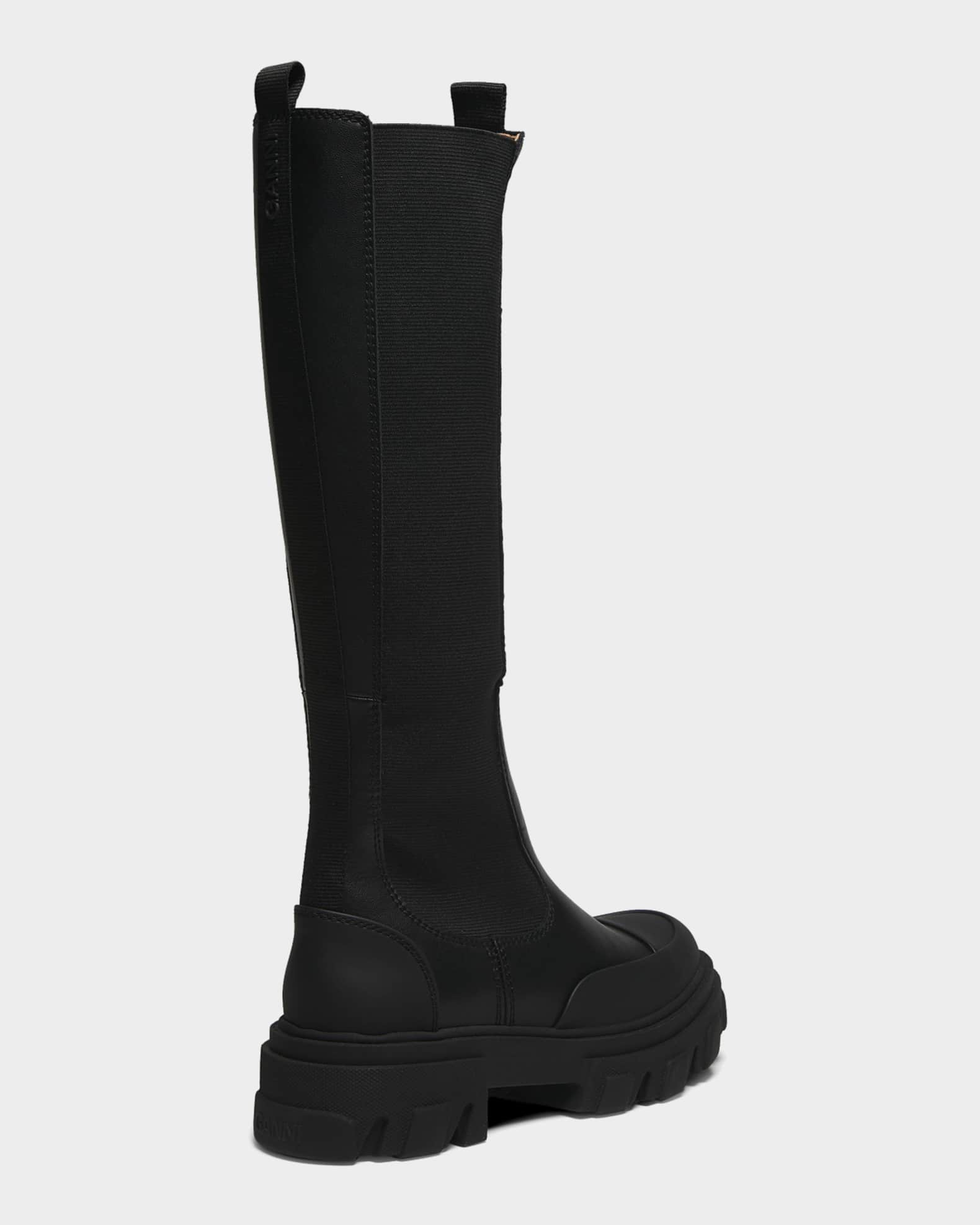 Ganni Cleated Leather High Chelsea Boots | Neiman Marcus