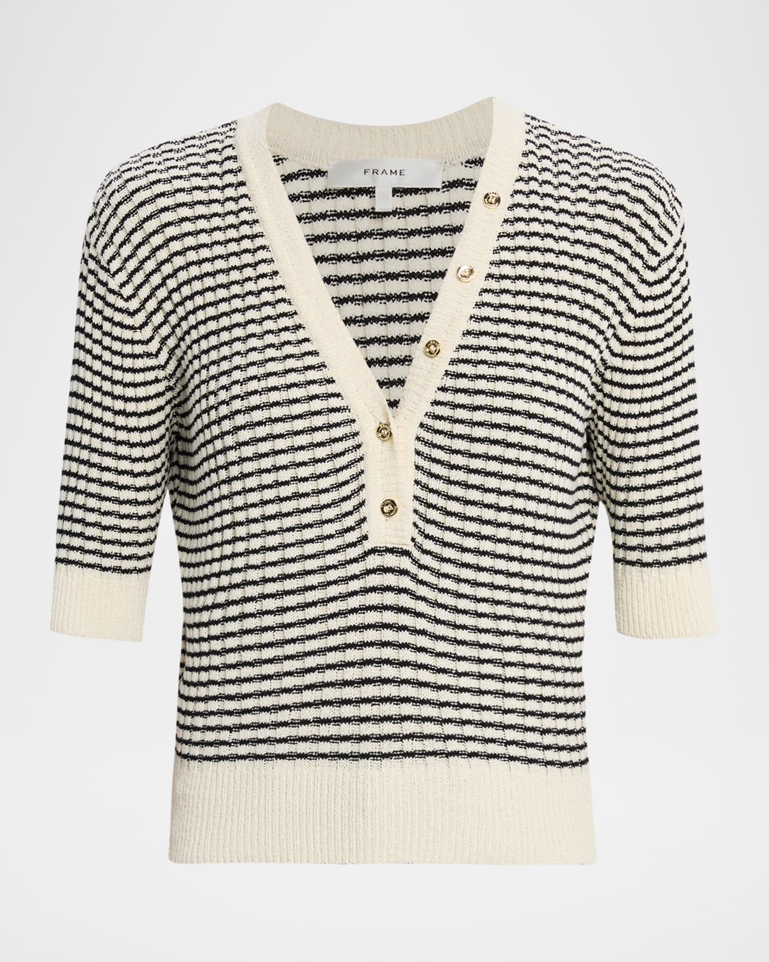 FRAME The Stripe V-Neck Top | Neiman Marcus
