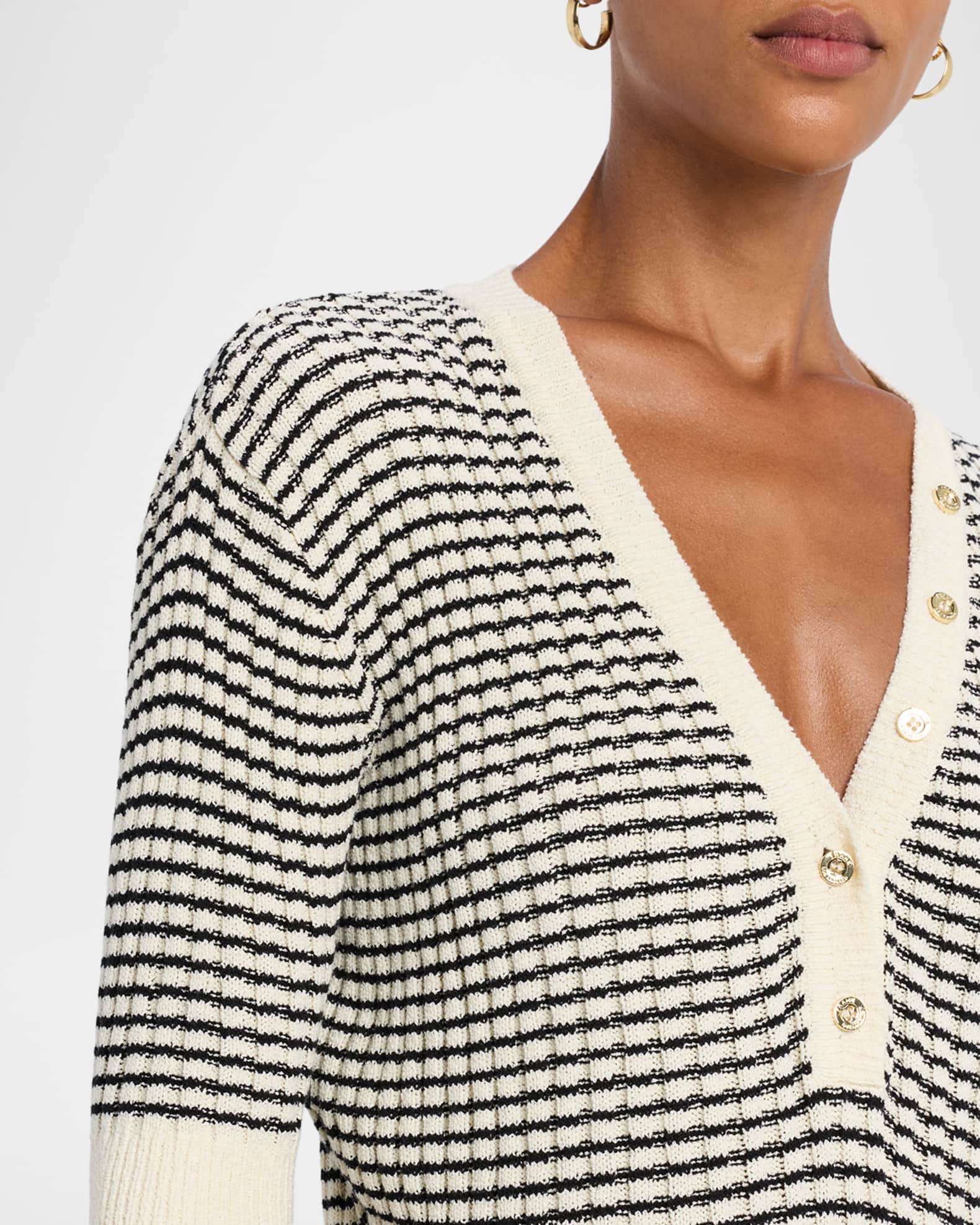 FRAME The Stripe V-Neck Top | Neiman Marcus