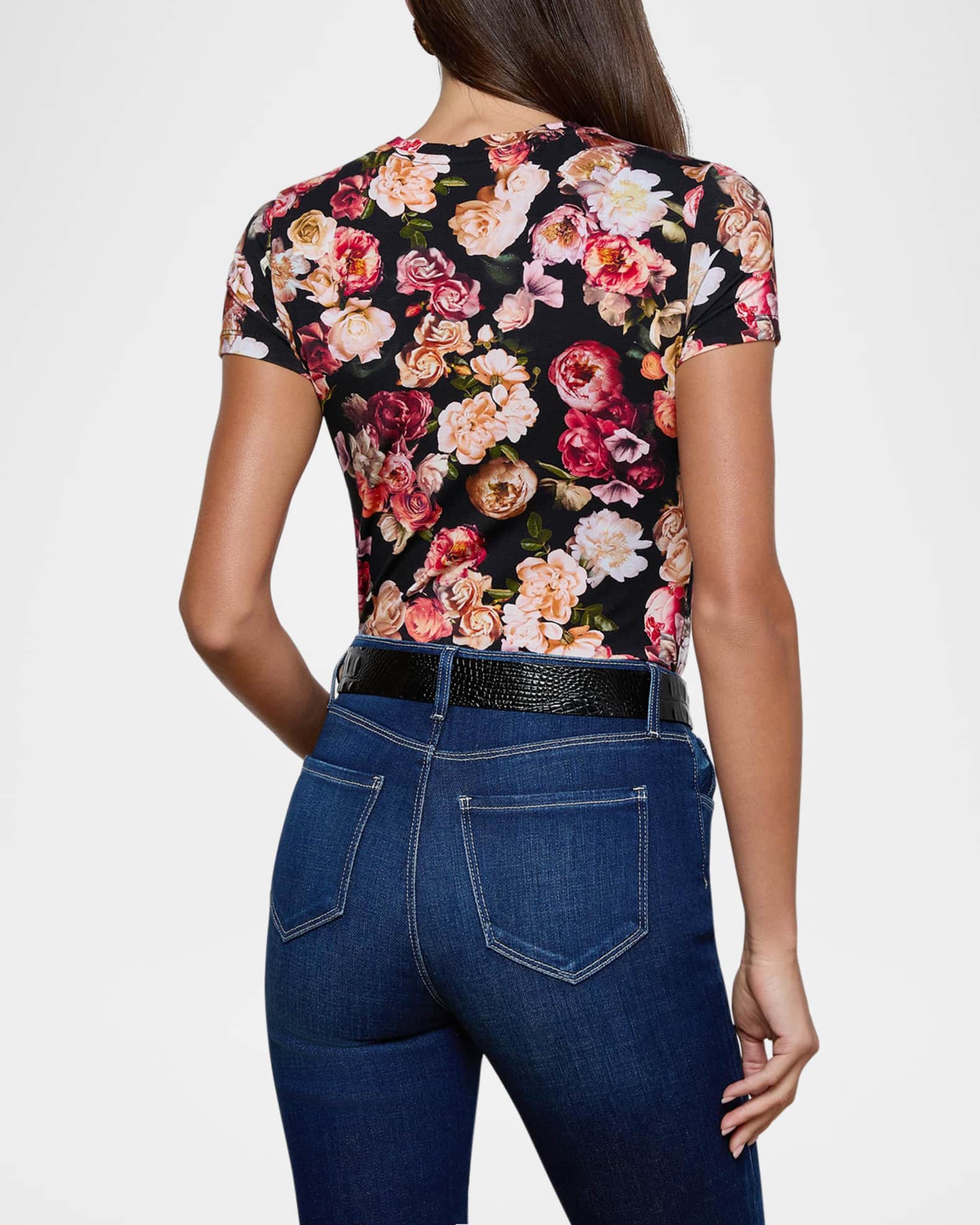 L'Agence Ressi Short-Sleeve Floral Tee | Neiman Marcus