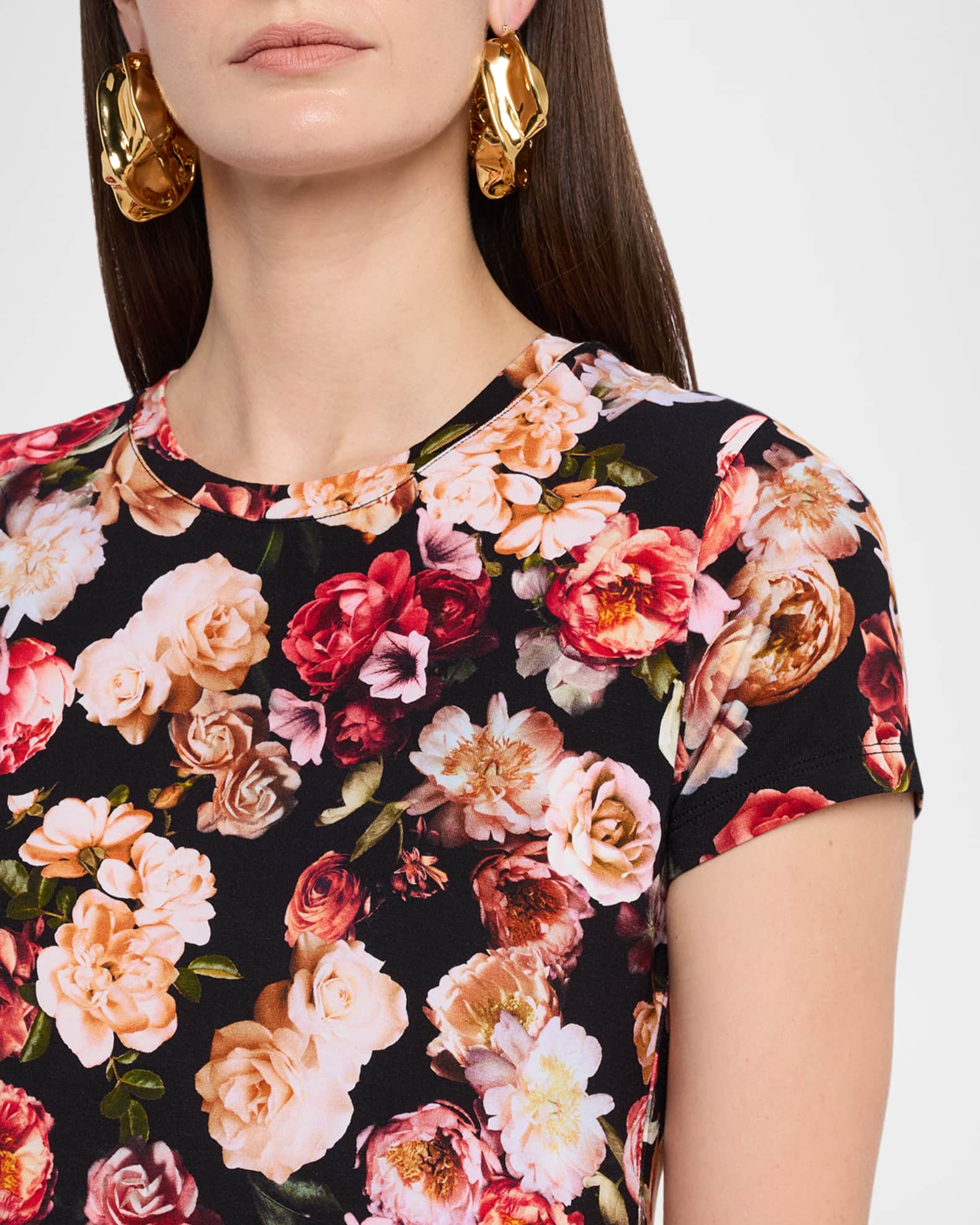 L'Agence Ressi Short-Sleeve Floral Tee | Neiman Marcus