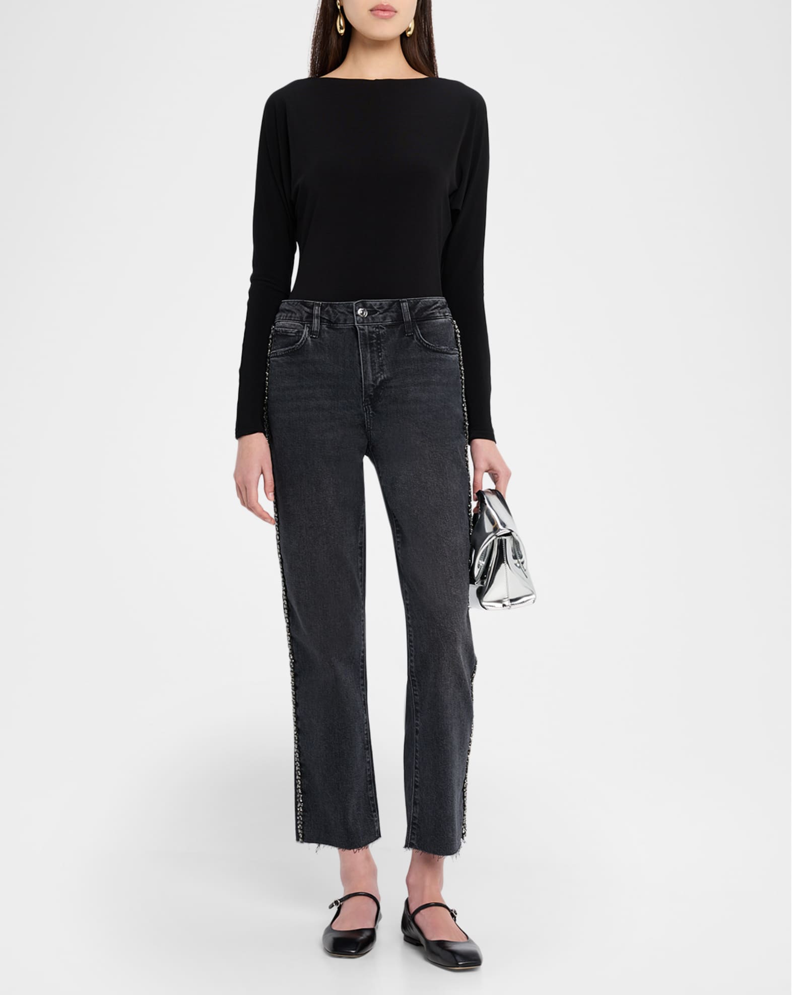 PAIGE Mason Embellished Ankle-Length Jeans | Neiman Marcus